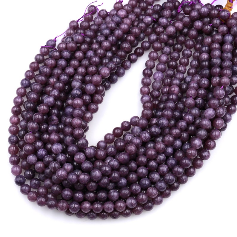 Lepidolite 4mm 6mm 8mm 10mm Round Beads Natural Plum Purple - Etsy