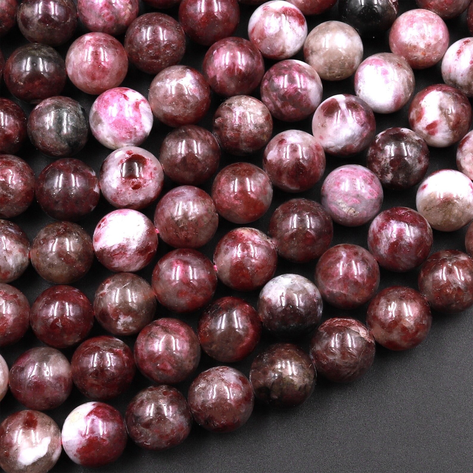 Natural Red Tourmaline Rubellite in Quartz 4mm 6mm 8mm 10mm - Etsy