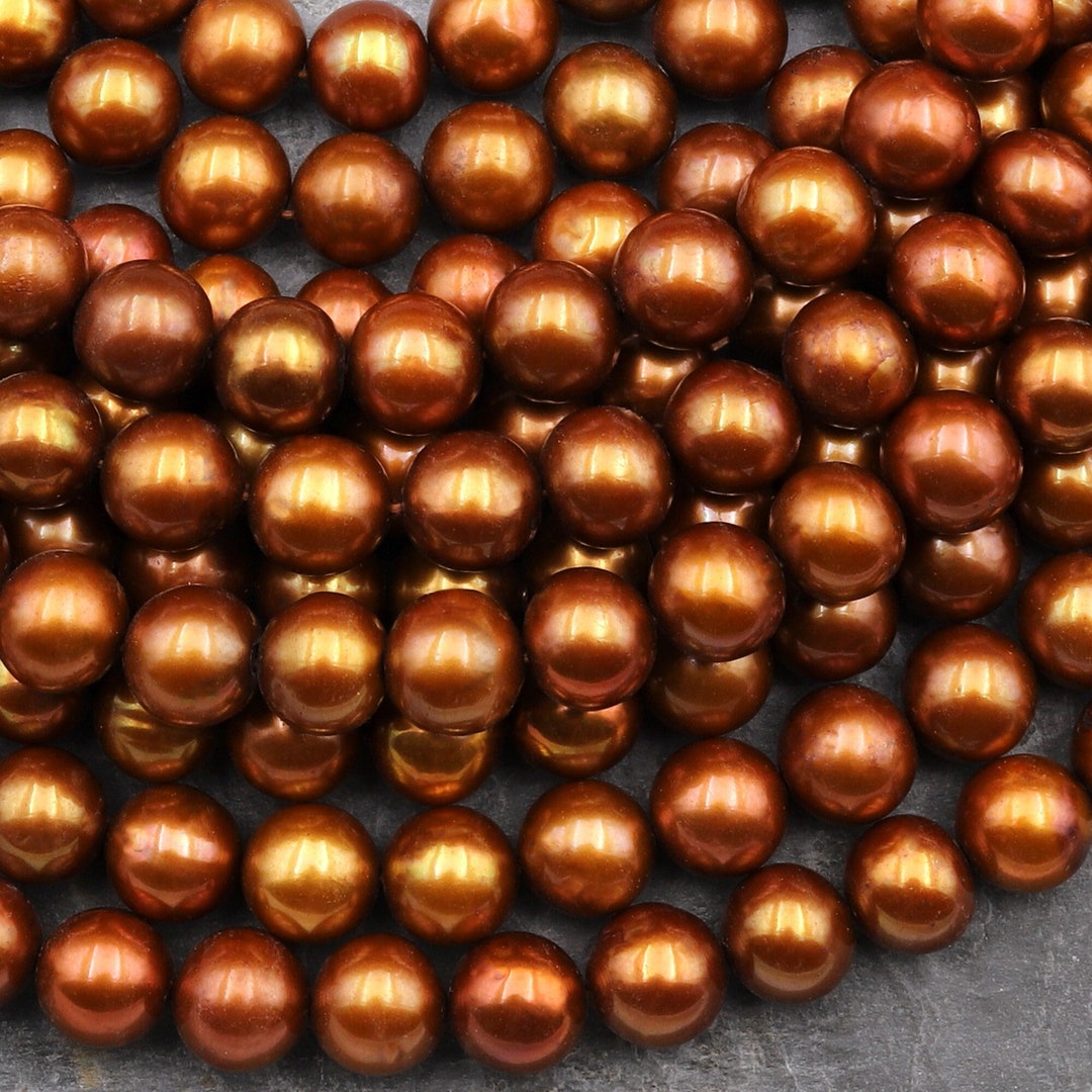Genuine Golden Bronze Freshwater Pearl 8mm 10mm Round Iridescent ...