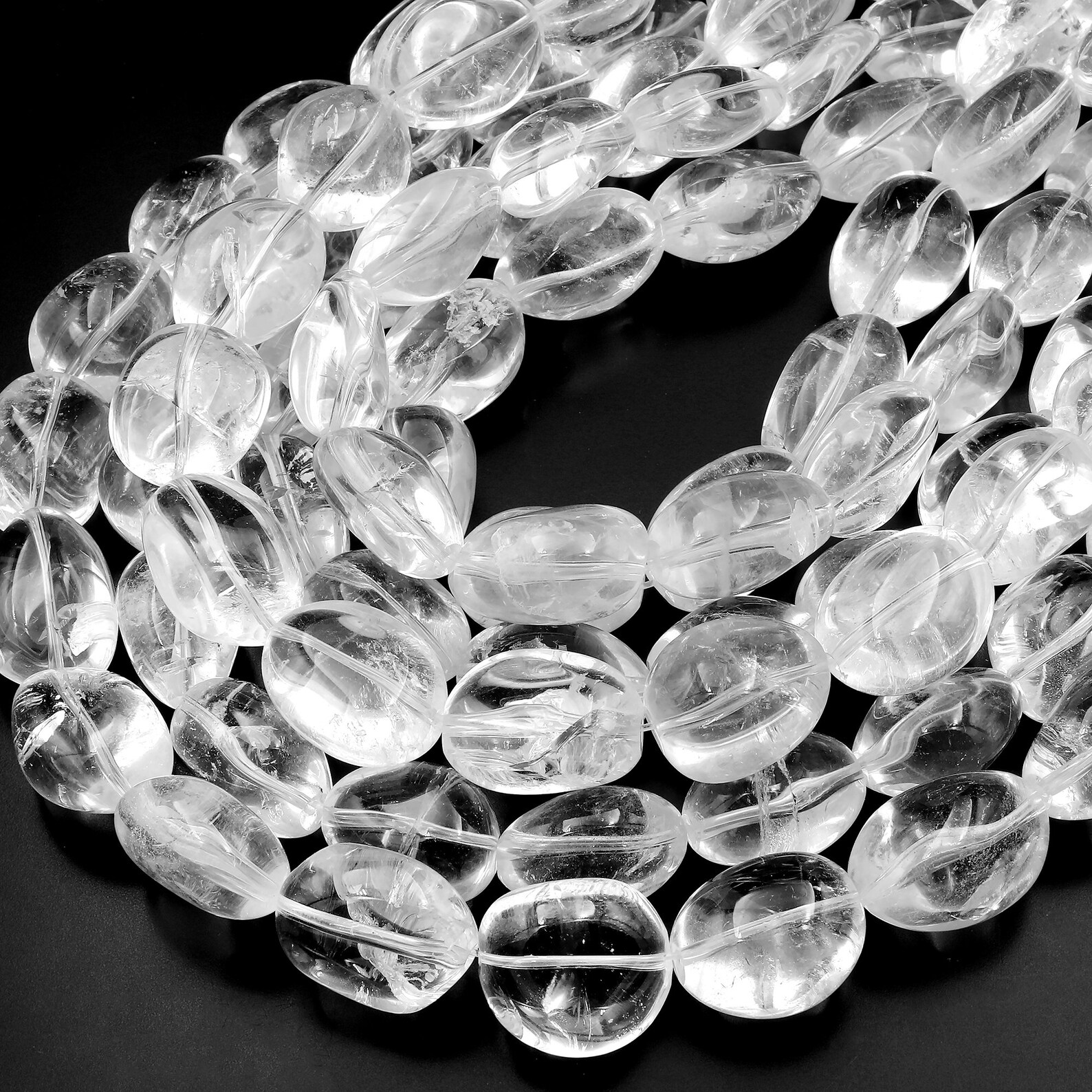 AAA Large Real Natural Rock Crystal Quartz Rounded Nugget Beads 15.5 ...