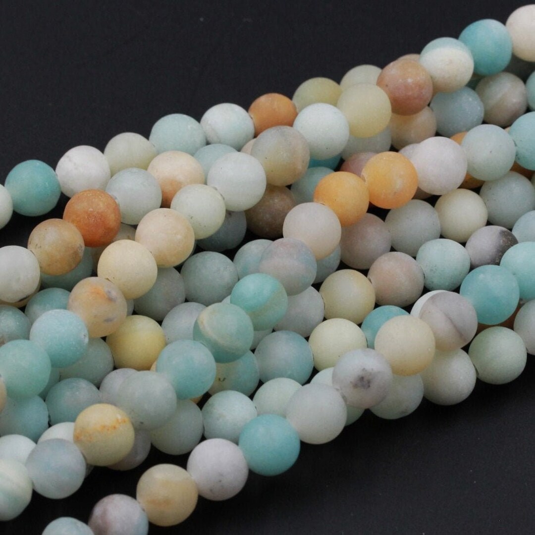 Matte Large Hole Beads Natural Multicolor Amazonite 8mm Round Beads ...
