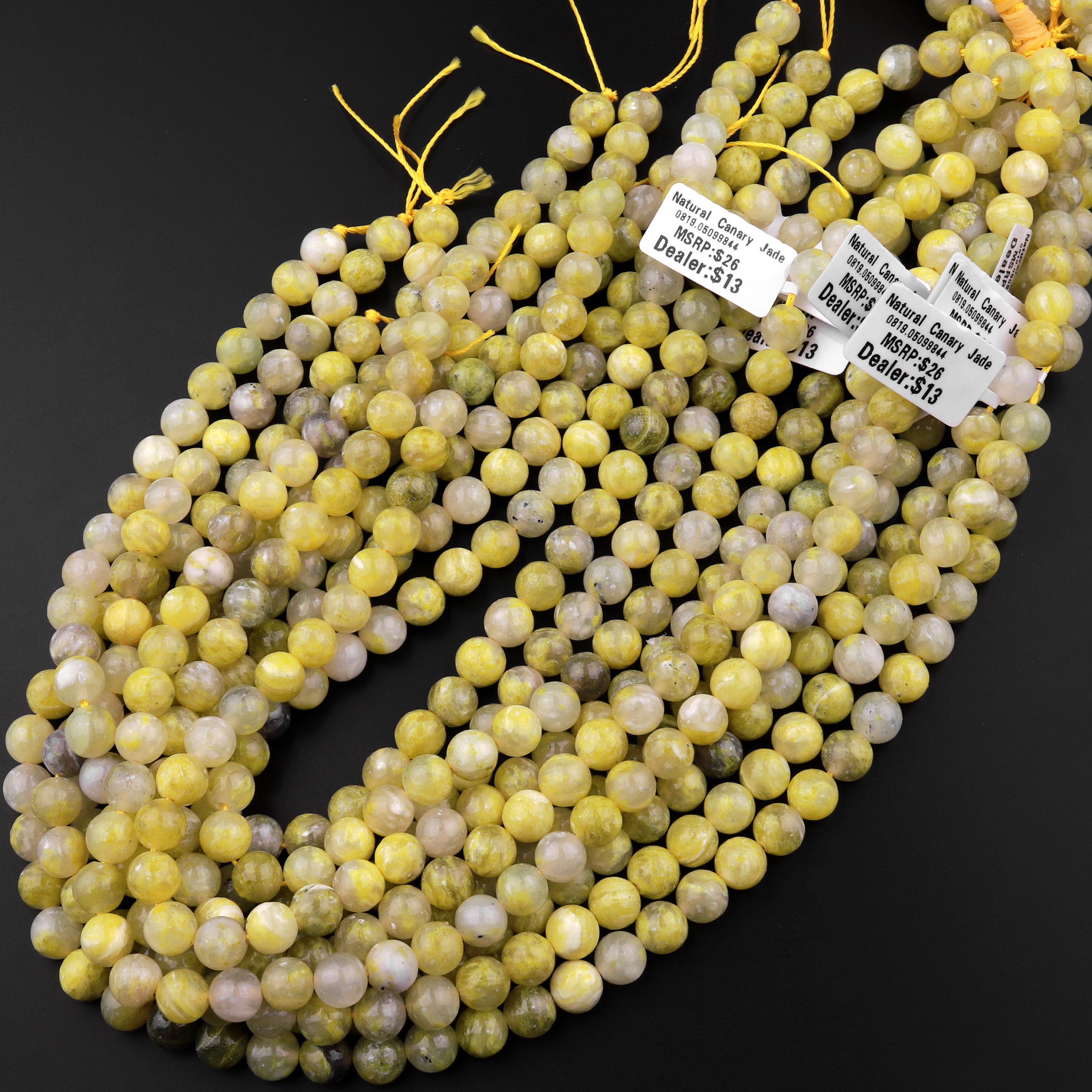 Natural Canary Yellow Jade 6mm 8mm 10mm Round Beads 15.5 - Etsy