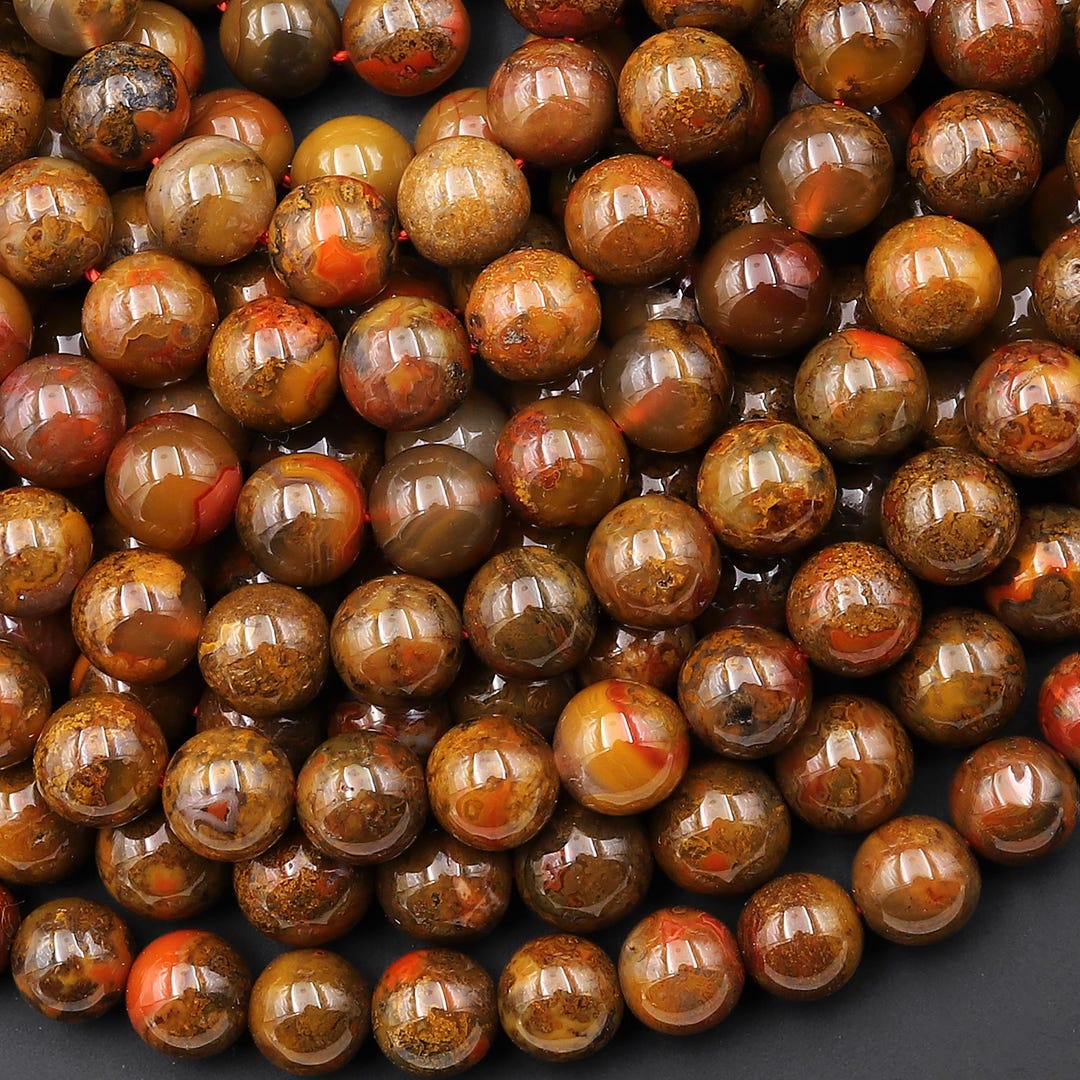Natural Golden Brown Moroccan Seam Agate Beads 4mm 5mm 6mm 7mm 8mm ...
