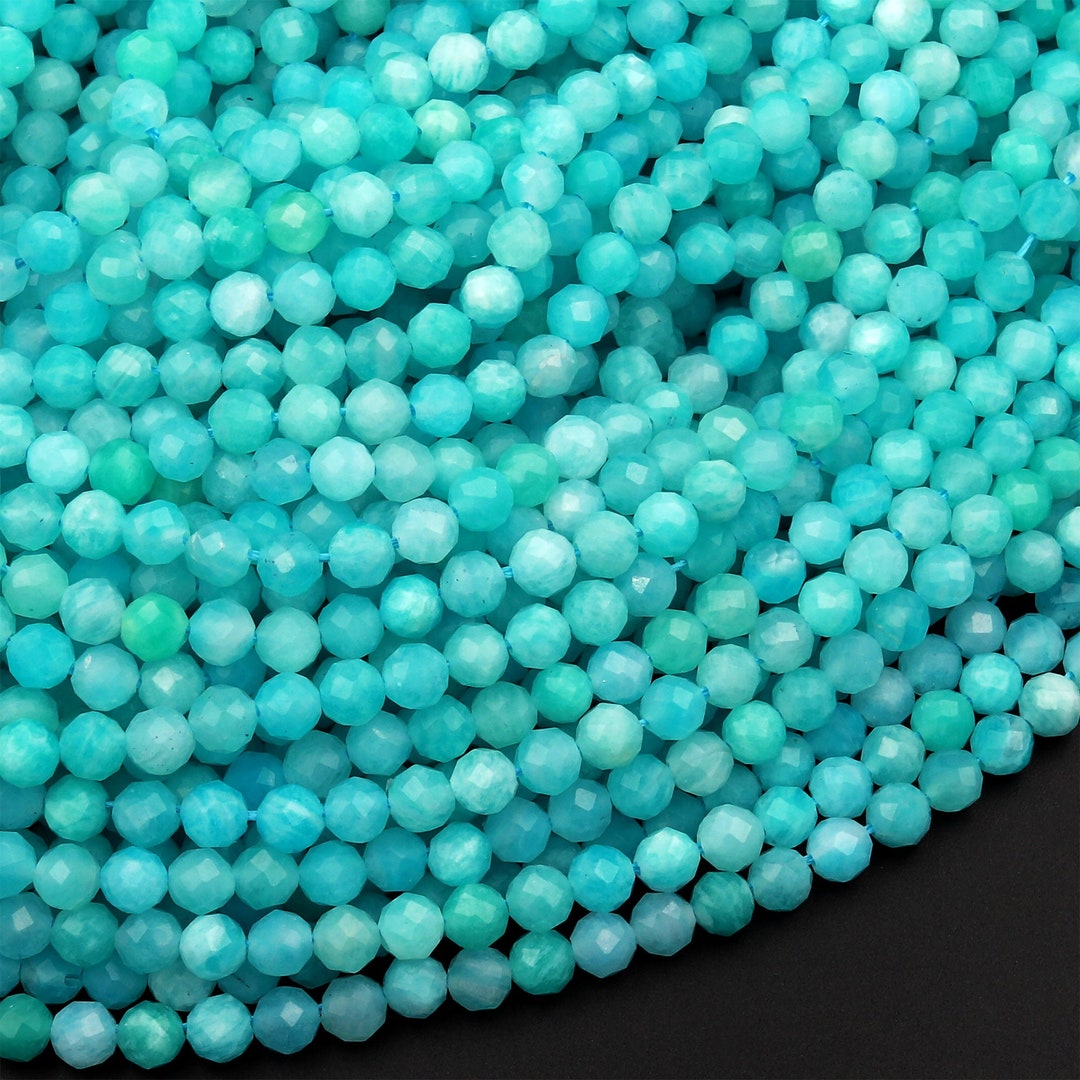 AAA Peruvian Amazonite 2mm 3mm 4mm 6mm Faceted Round Beads Natural Sea ...