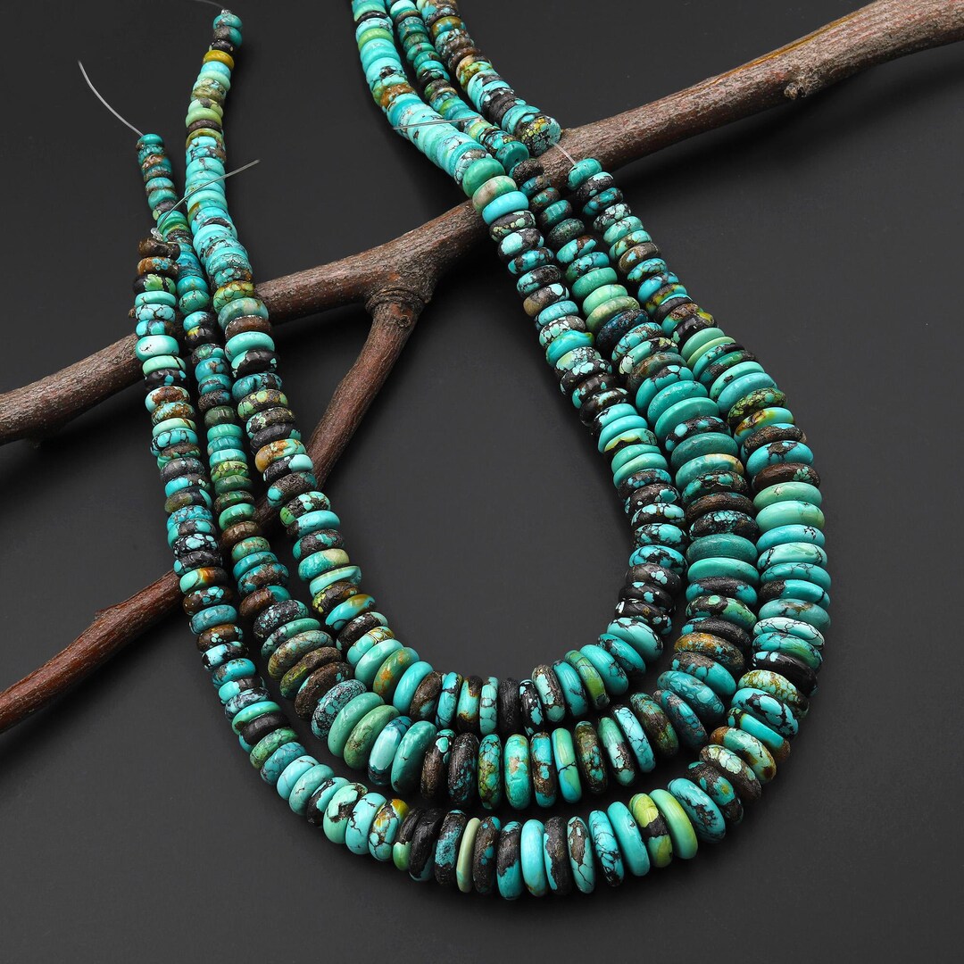 Genuine Natural Blue Green Dragon Skin Turquoise Graduated Smooth ...