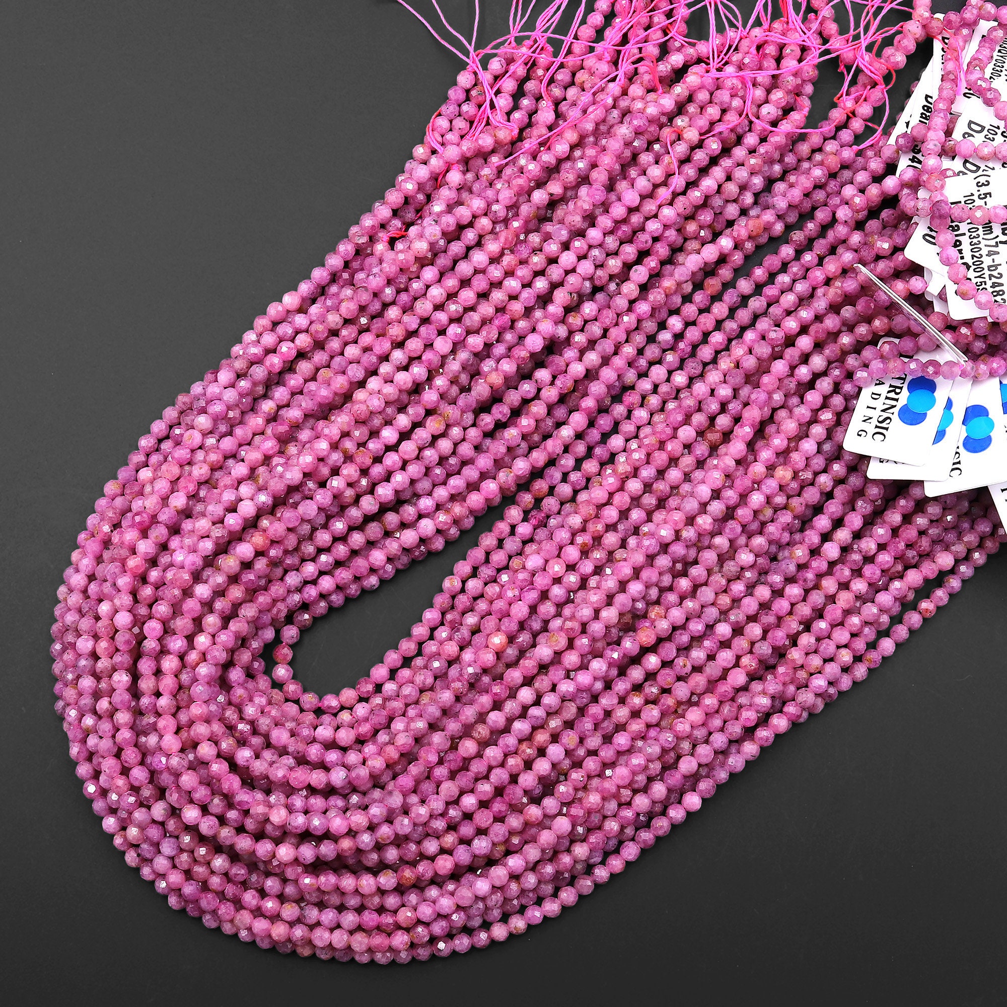 Genuine Natural Burma Pink Ruby Gemstone Faceted 2mm 3mm 4mm 5mm Round ...