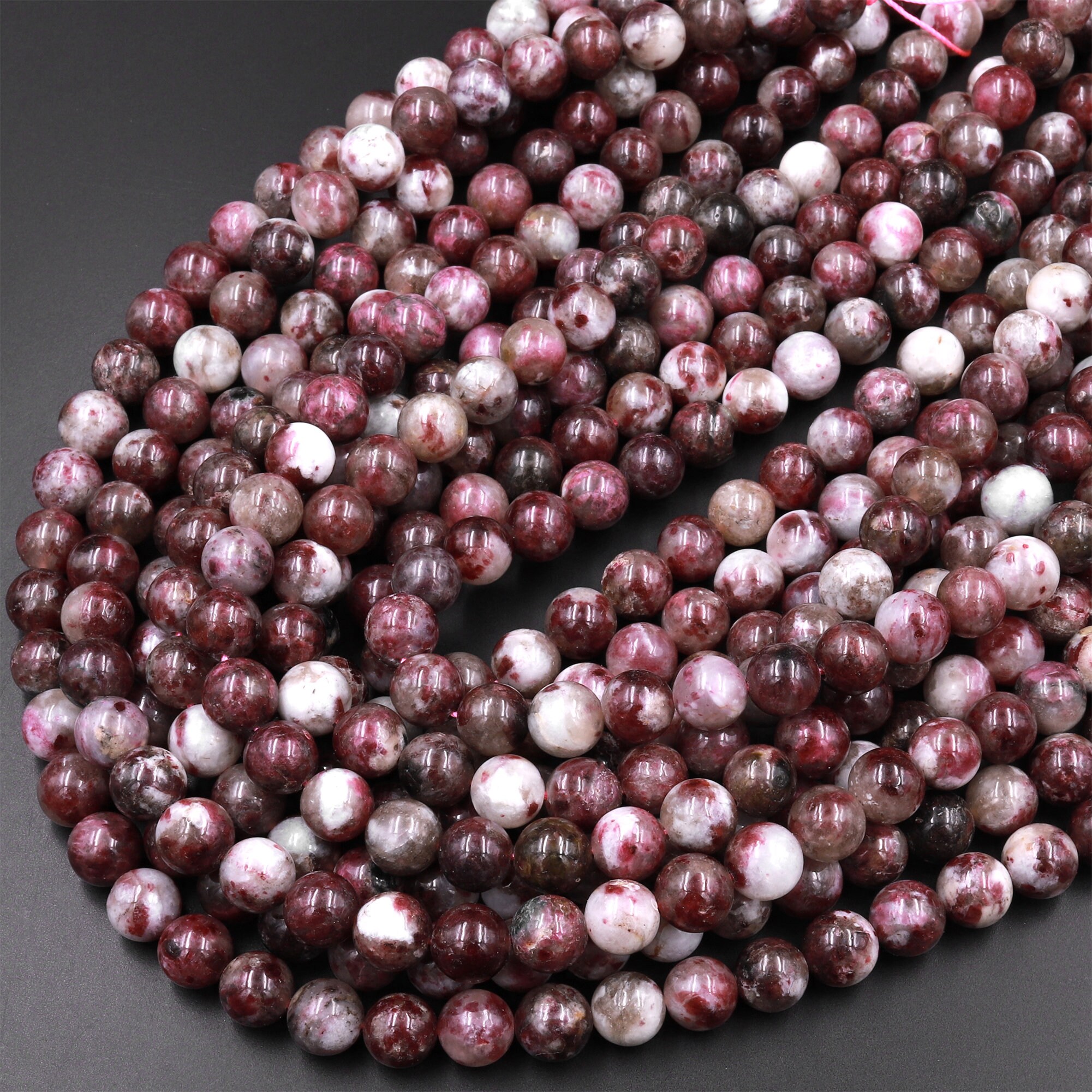 Natural Red Tourmaline Rubellite in Quartz 4mm 6mm 8mm 10mm - Etsy
