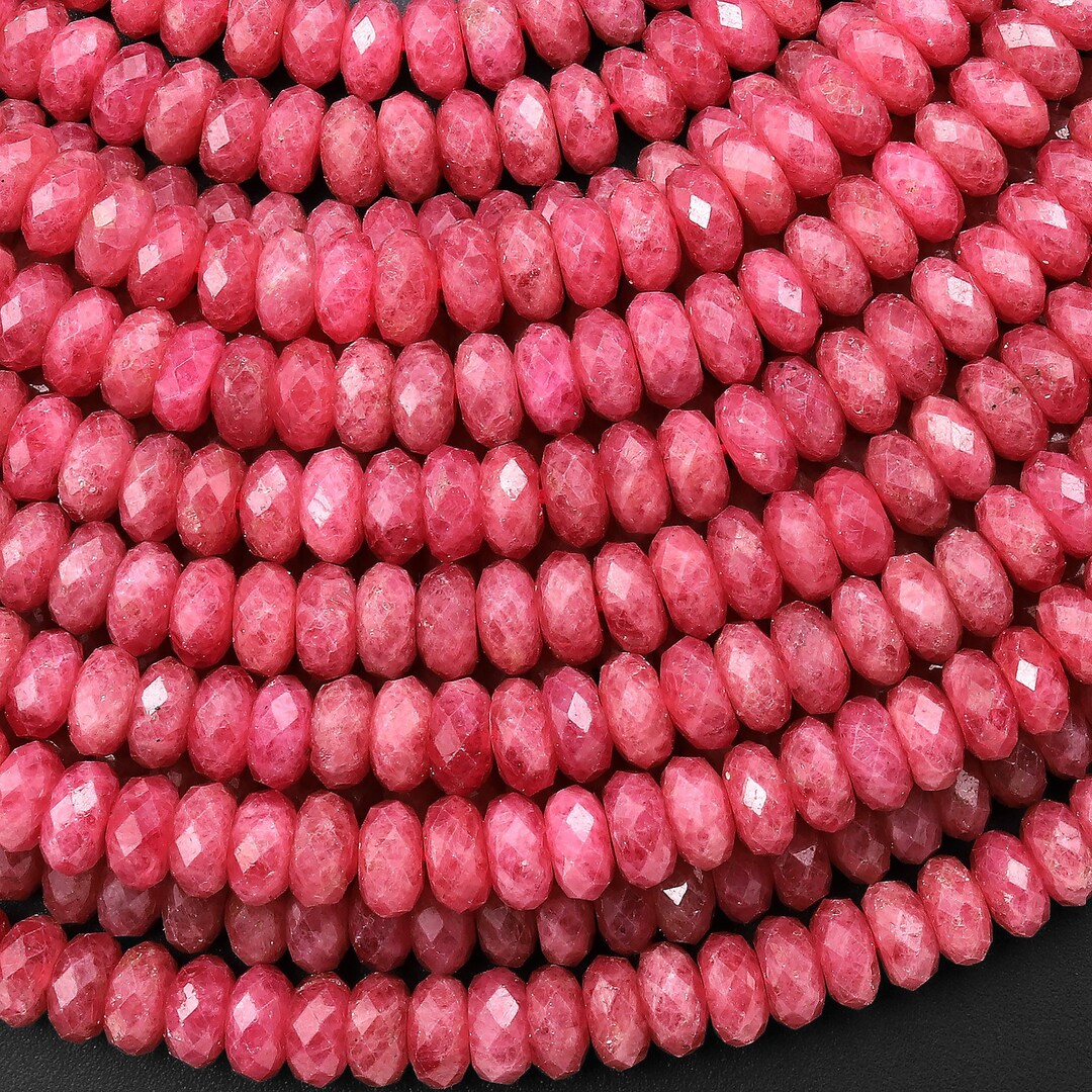 AAA Faceted Natural Pink Red Thulite 5mm 6mm Thin Rondelle Beads ...