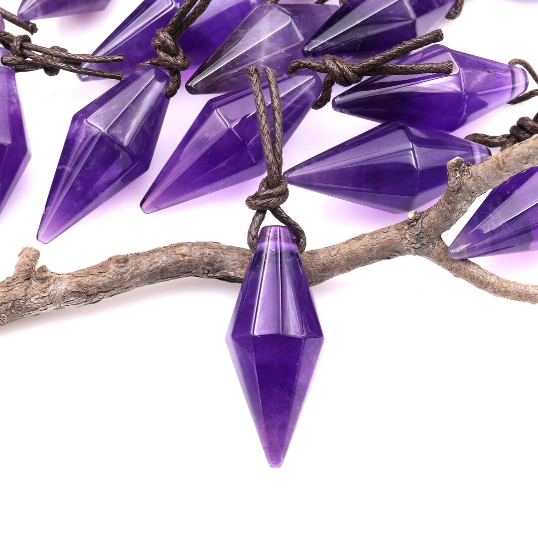 AAA Natural Purple Amethyst Double Terminated Crystal Point Pendant ...