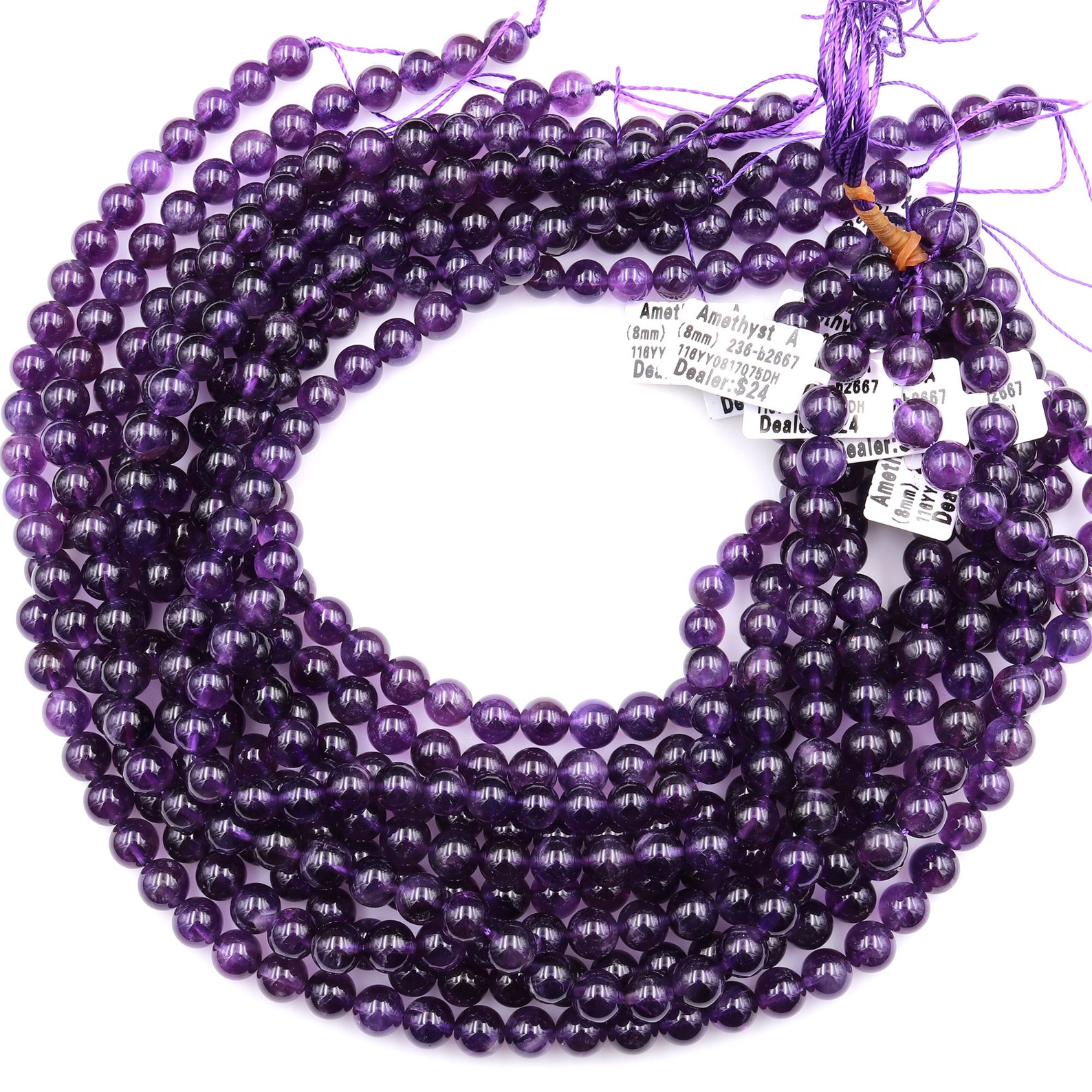 Natural Deep Purple Amethyst 4mm 5mm 6mm 8mm 10mm 12mm Round Beads High ...