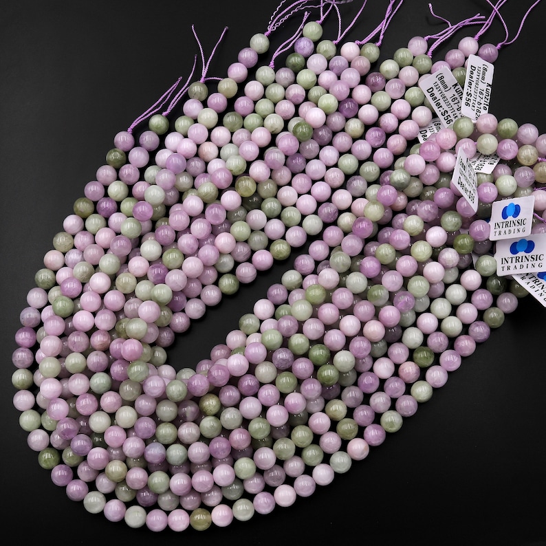 Natural Violet Purple Pink Green Kunzite 6mm 8mm 10mm 12mm 14mm Round ...