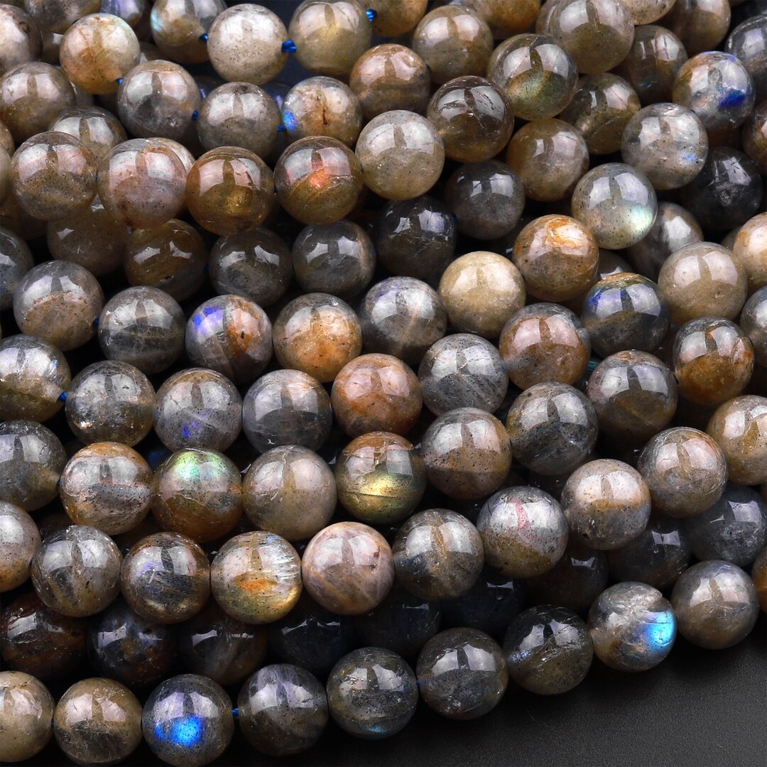 Natural Golden Yellow Labradorite 4mm 6mm 8mm Round Beads Lots of Fire ...