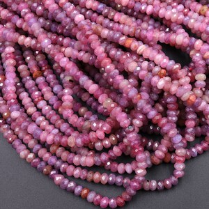 Genuine Natural Reddish Pink Ruby Gemstone Faceted 3mm 4mm 6mm Rondelle ...