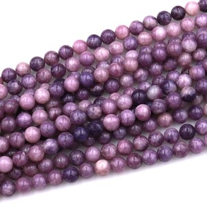 Natural Violet Purple Lepidolite 4mm 6mm 8mm 10mm Round Beads 15.5 ...