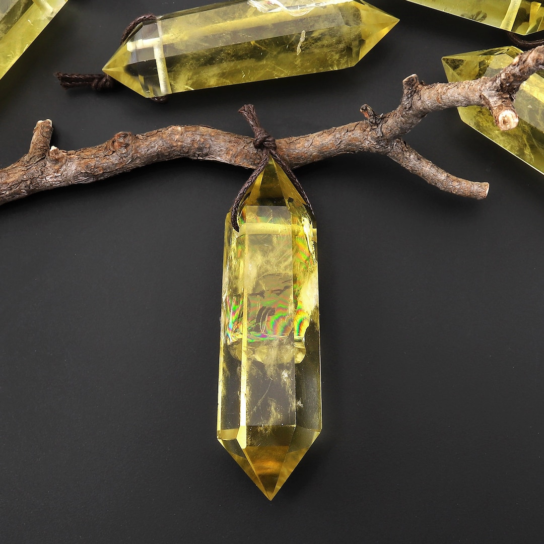 AAA Natural Golden Topaz Pendant Side Drilled Double Terminated Crystal ...