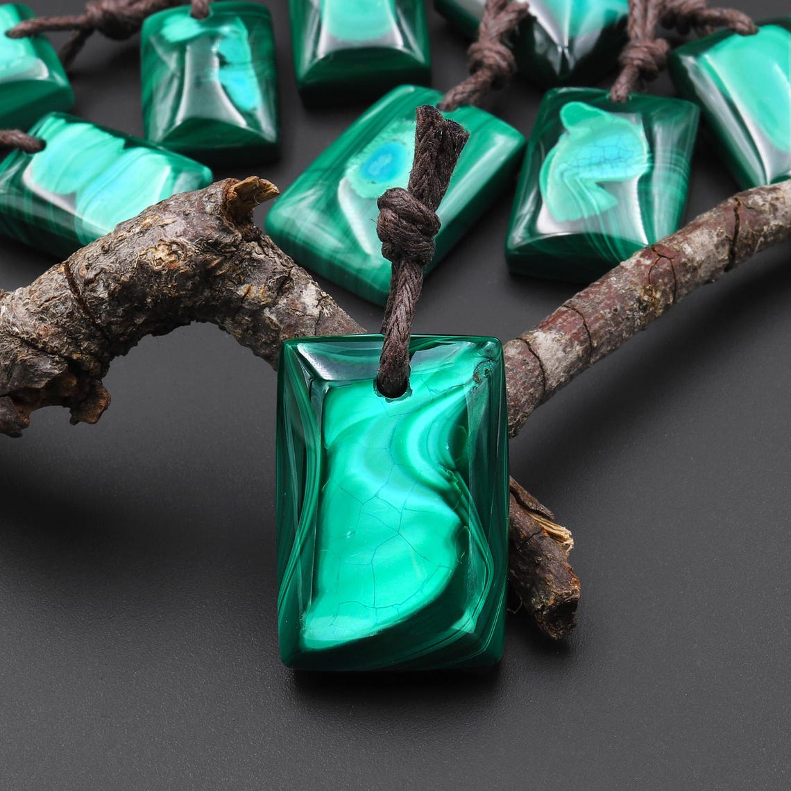 Extremely Rare Natural Blue Chrysocolla Green Malachite Rectangle ...