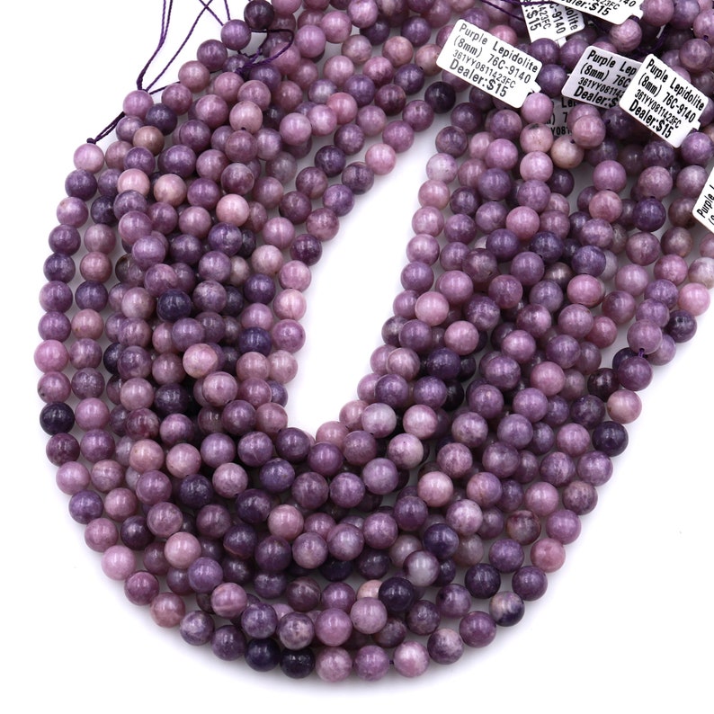 Natural Violet Purple Lepidolite 4mm 6mm 8mm 10mm Round Beads - Etsy