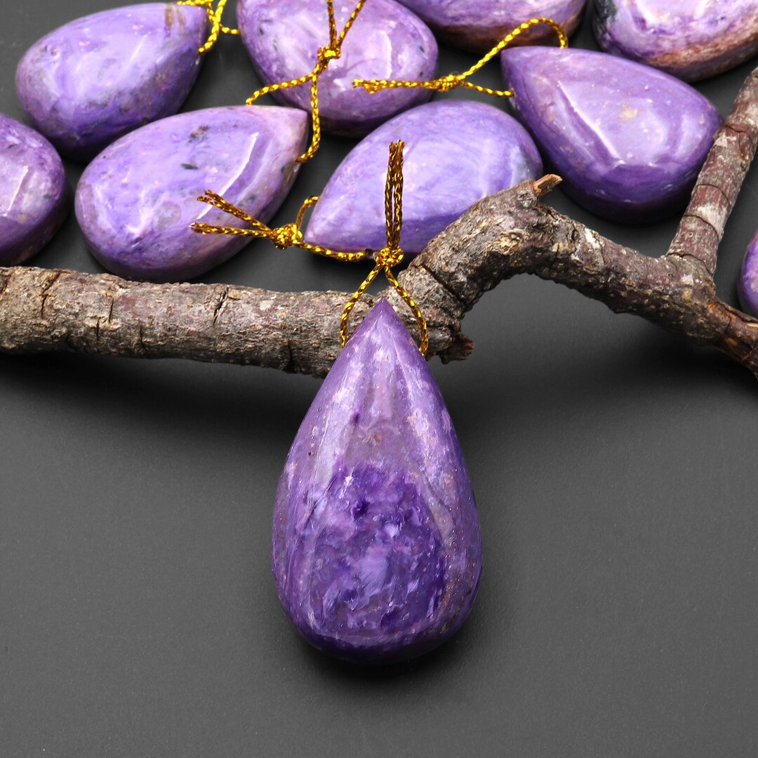 Real Natural Purple Russian Charoite Pendant Side Drilled Teardrop ...