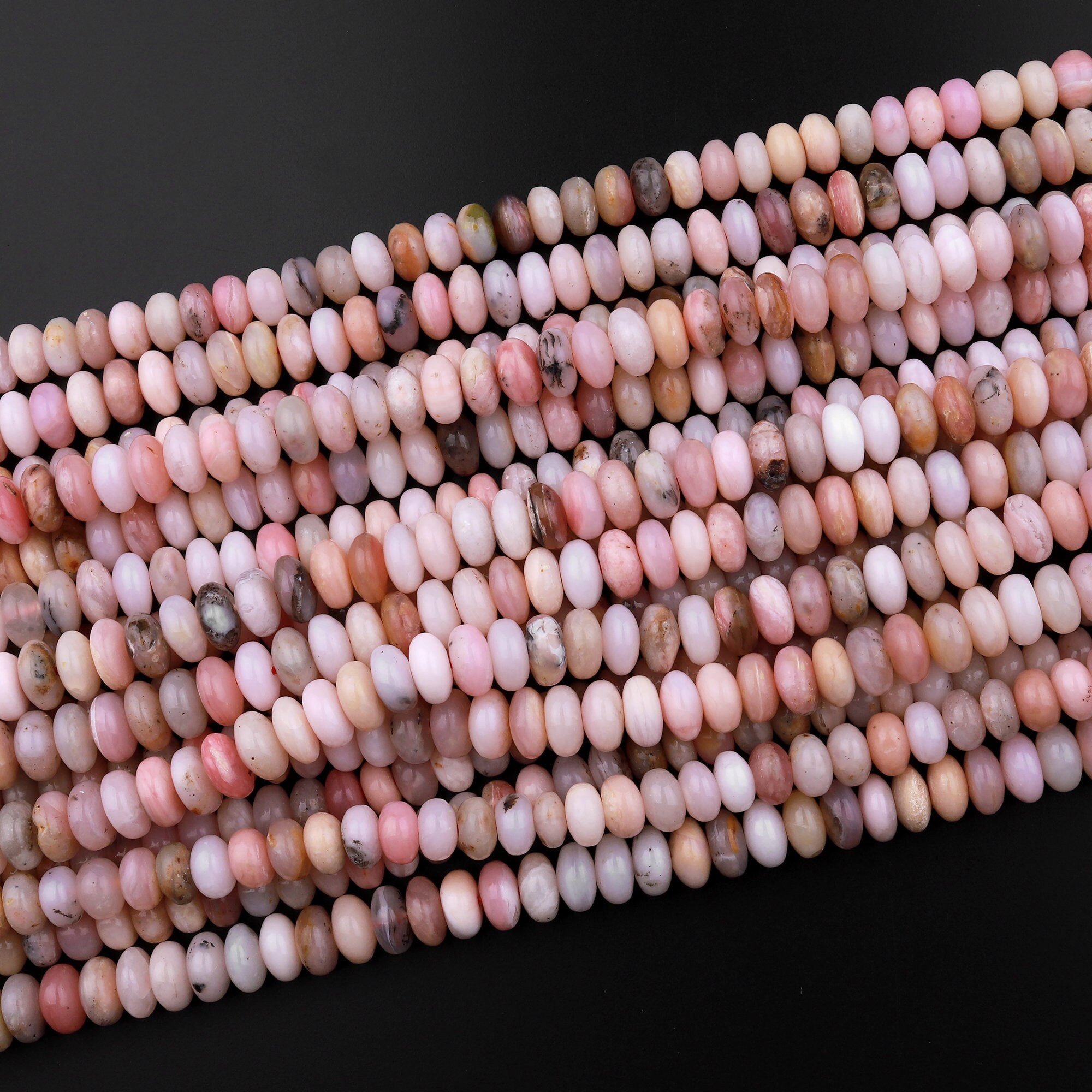 Natural Peruvian Pink Opal Smooth 4mm 6mm 8mm Rondelle Beads - Etsy