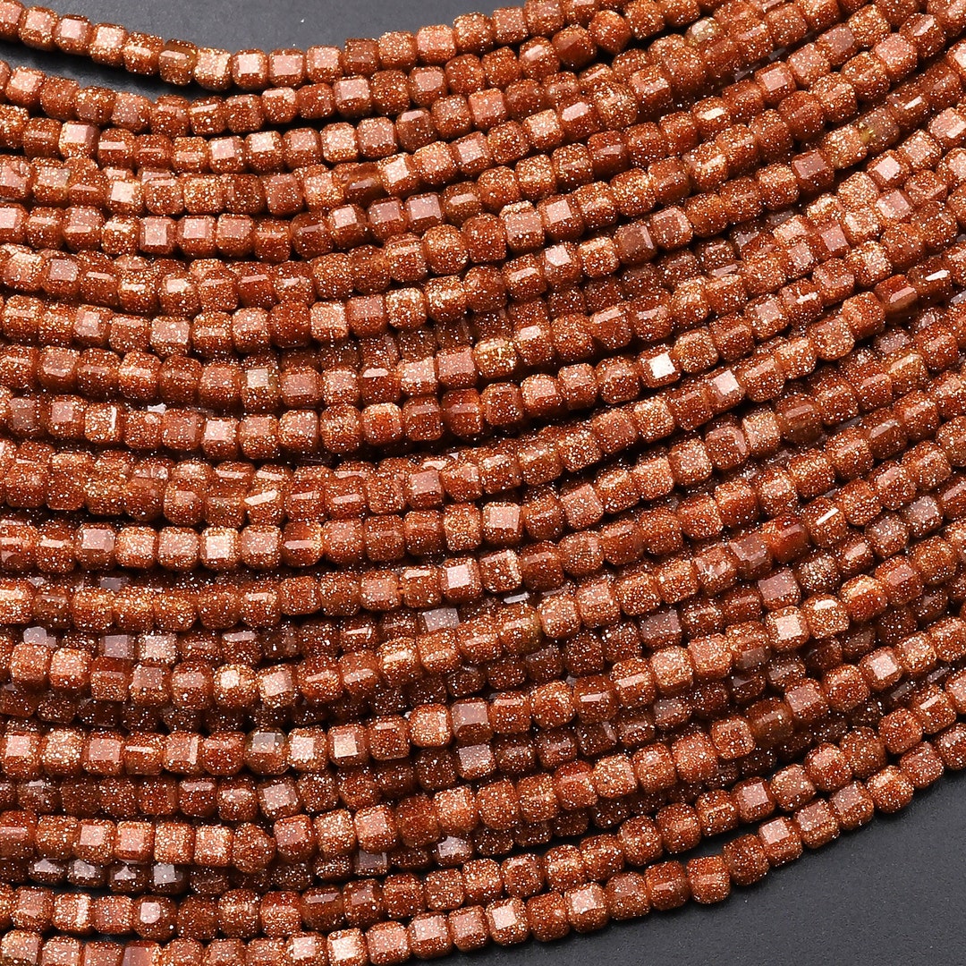 Micro Faceted Goldstone Sandstone Beads 2mm Cube 15.5" Strand - Etsy