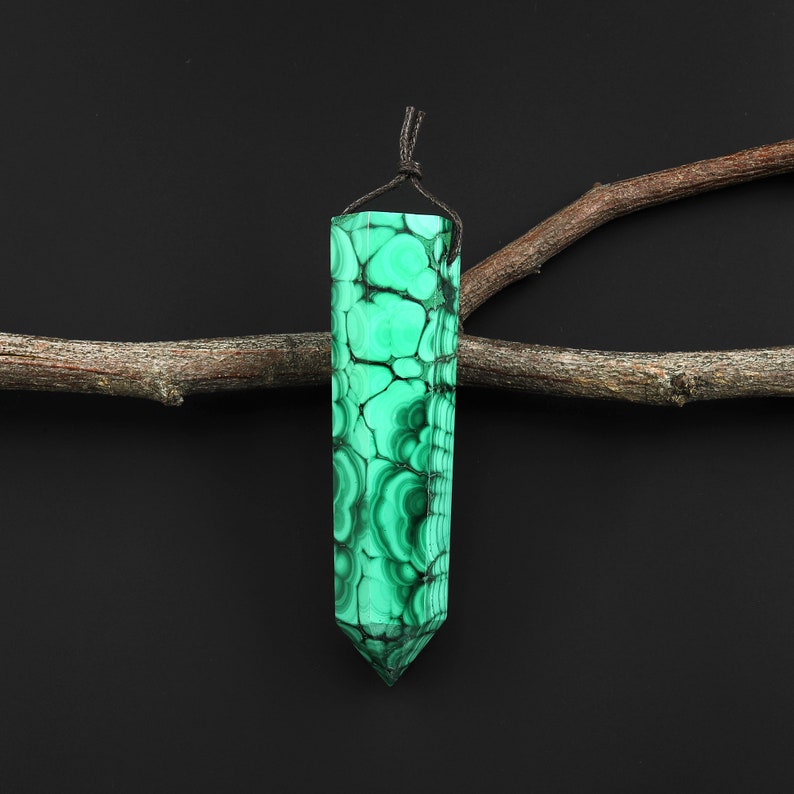 Natural Green Malachite Obelisk Point Pendant Side Drilled Tower ...