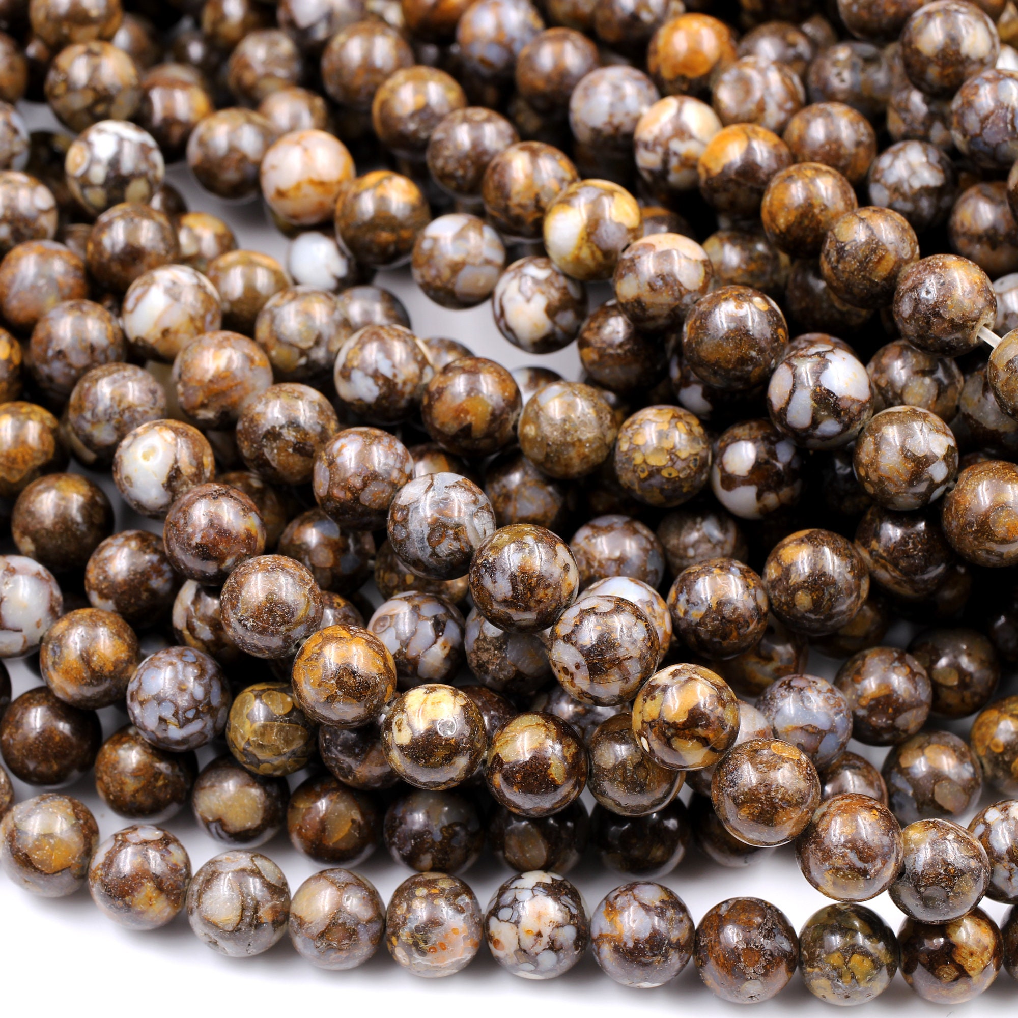 Natural African Lace Opal Round Beads 6mm 8mm 10mm Earthy Brown ...