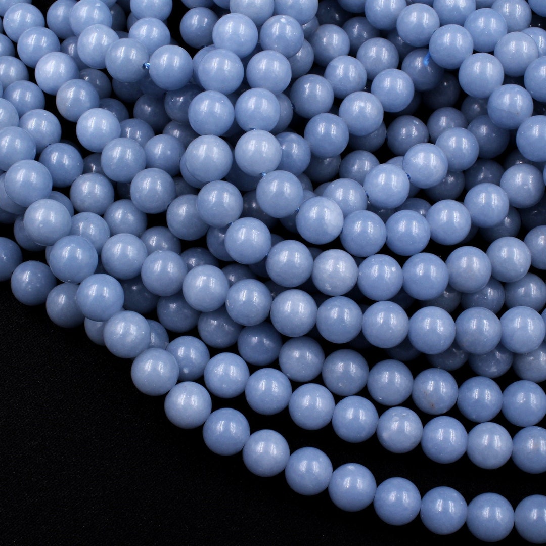 AAA Grade Natural Blue Angelite 4mm 6mm 8mm 10mm Round Beads Aka ...