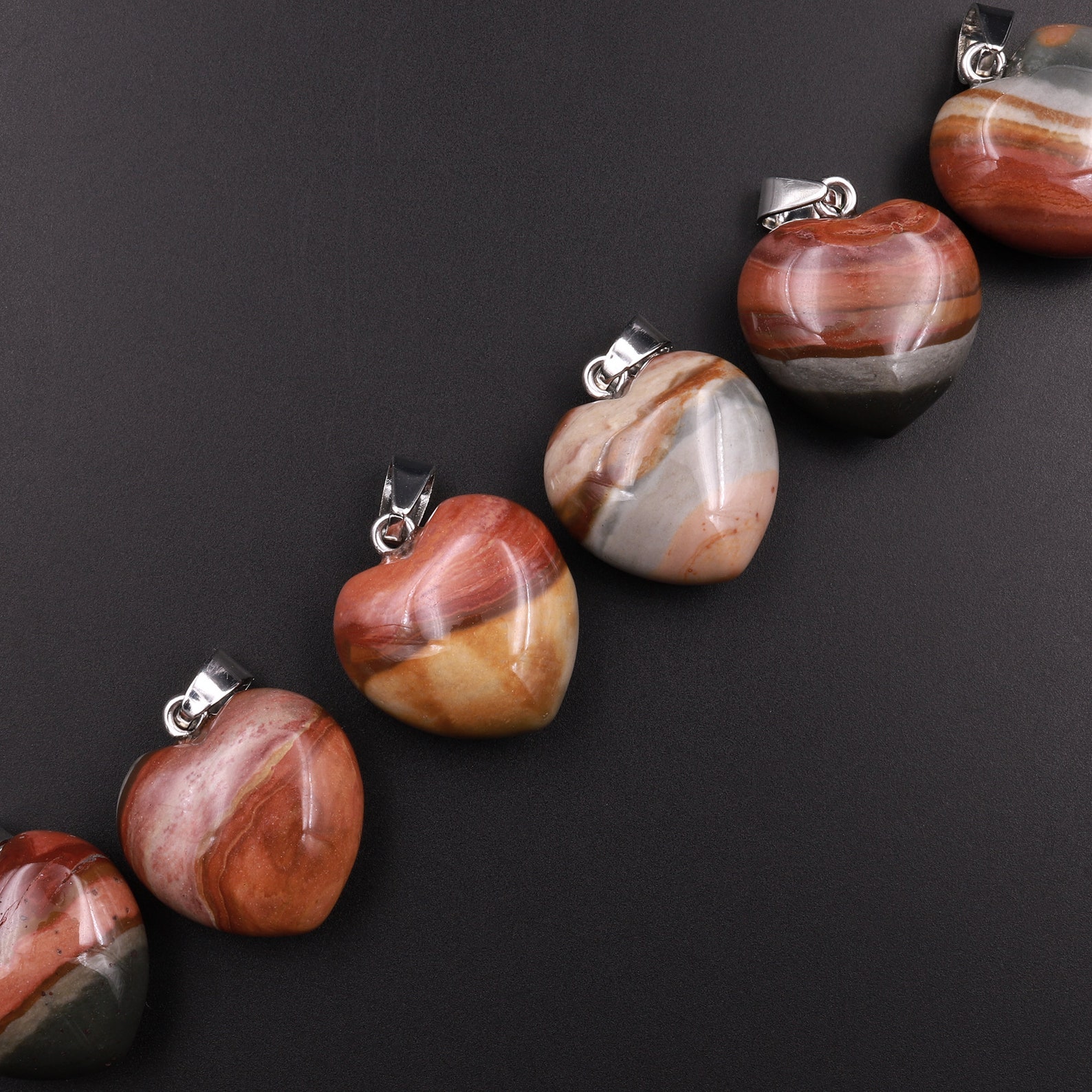 Natural Polychrome Jasper Aka Landscape Ocean Jasper Puffy Heart ...