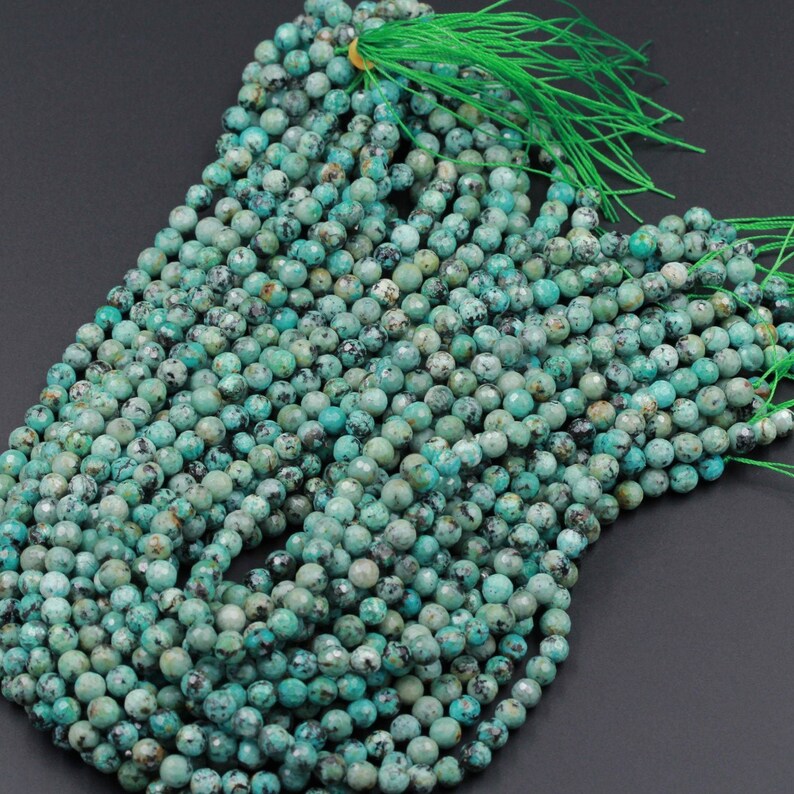 Faceted African Turquoise 6mm 8mm 10mm Round Beads High Quality AAA ...