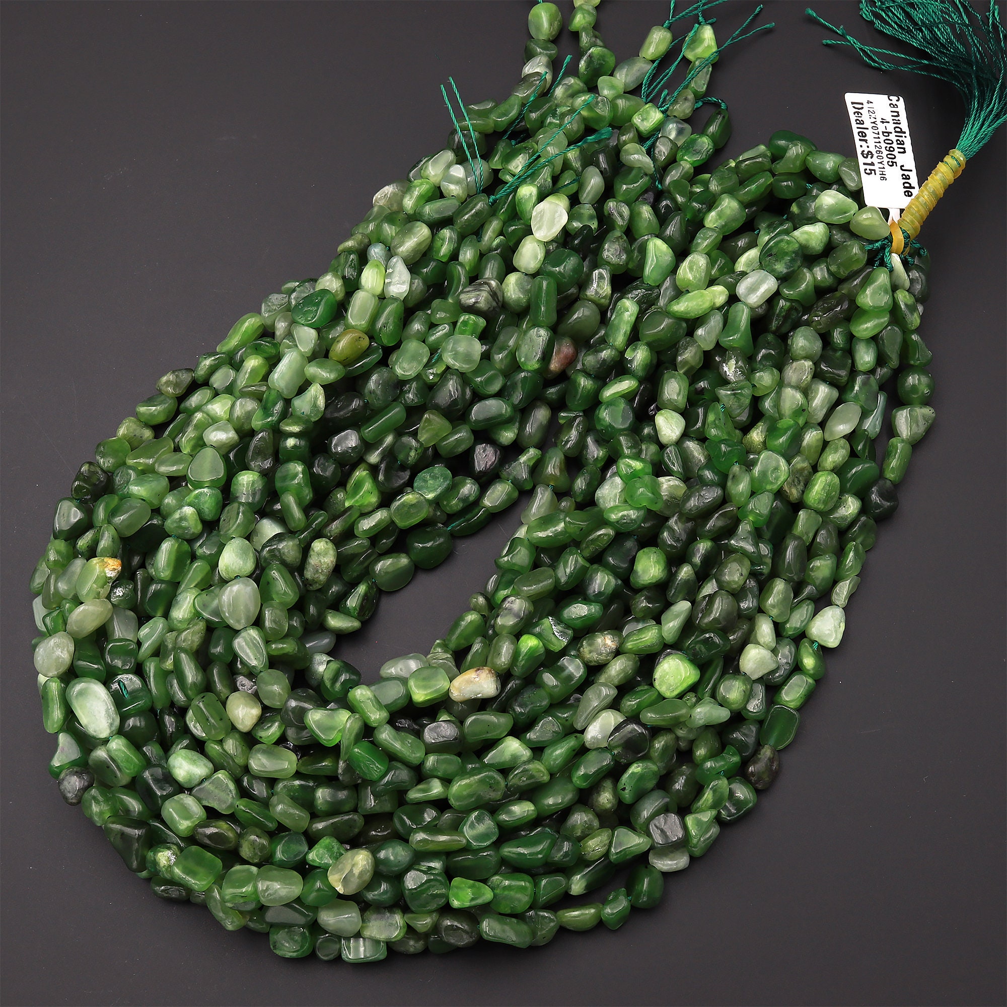 Natural Canadian Green Jade Freeform Chip Pebble Nugget Beads 15.5 ...