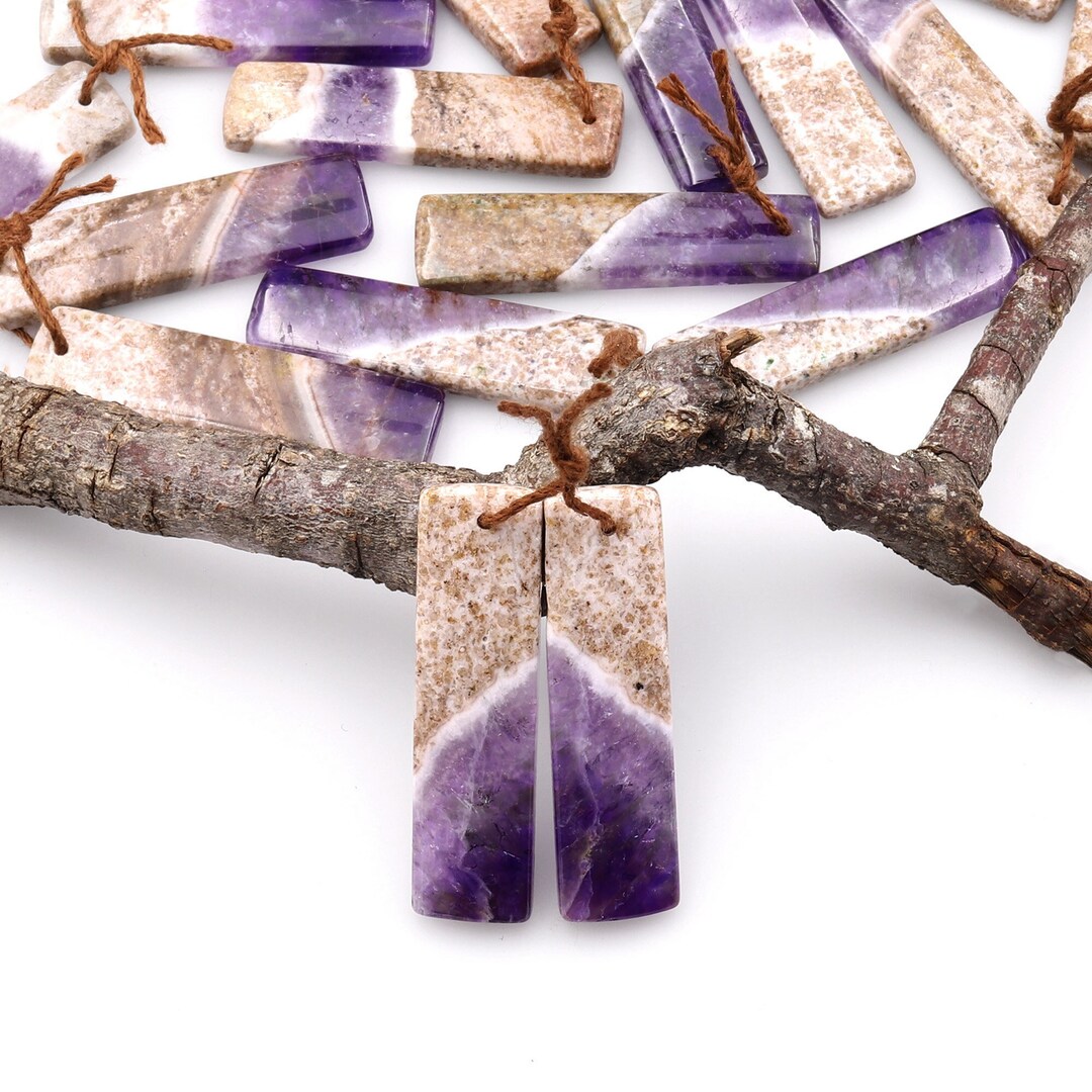 Natural Chevron Amethyst Rectangle Earring Pair Drilled Matched Gemstone Beads - Etsy