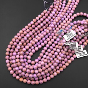 Real Genuine Natural Violet Purple Phosphosiderite 4mm 6mm 7mm 8mm 10mm Smooth Round Beads 15.5 ...
