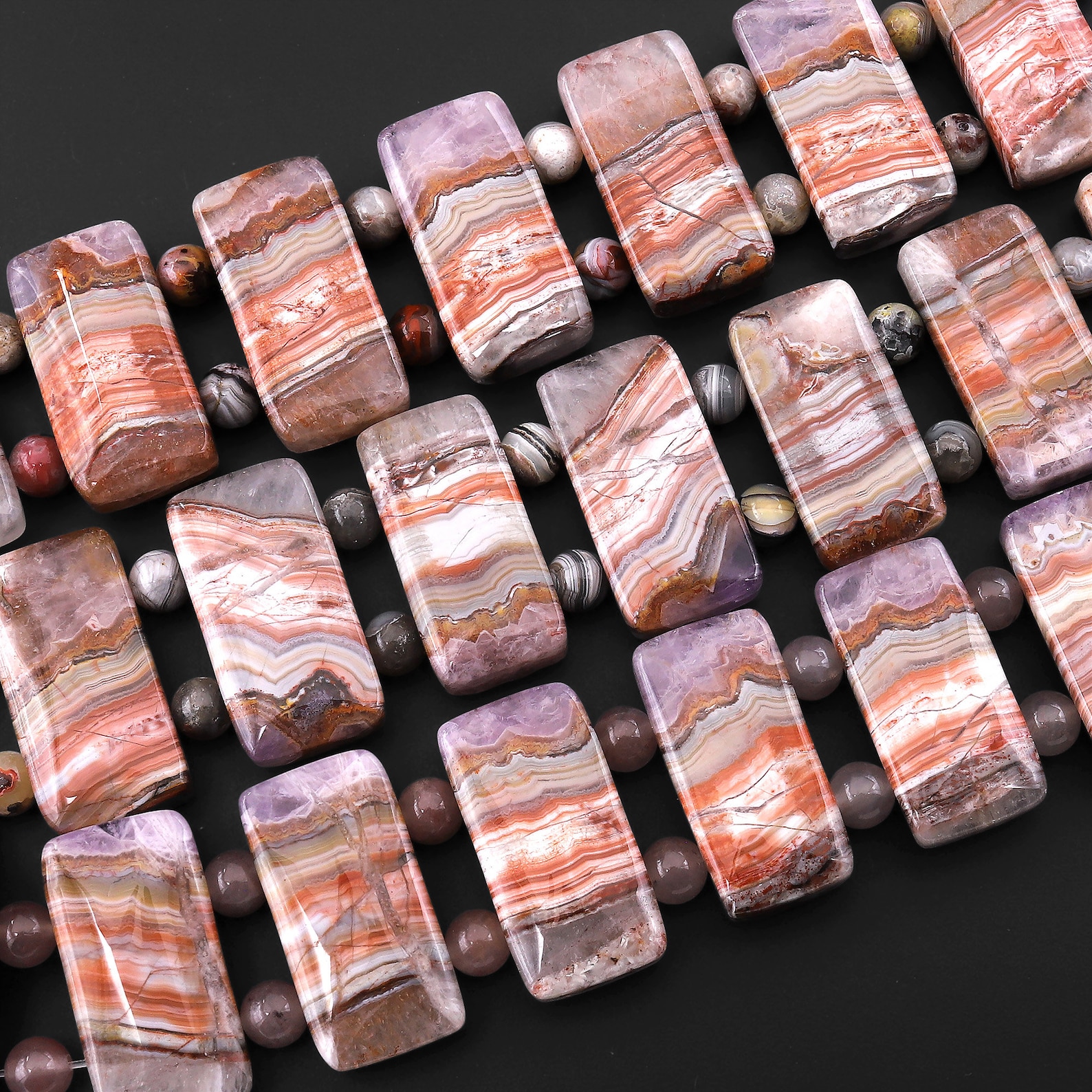 Rare Natural Rainbow Amethyst Rectangle Tile Double Drilled Bracelet ...