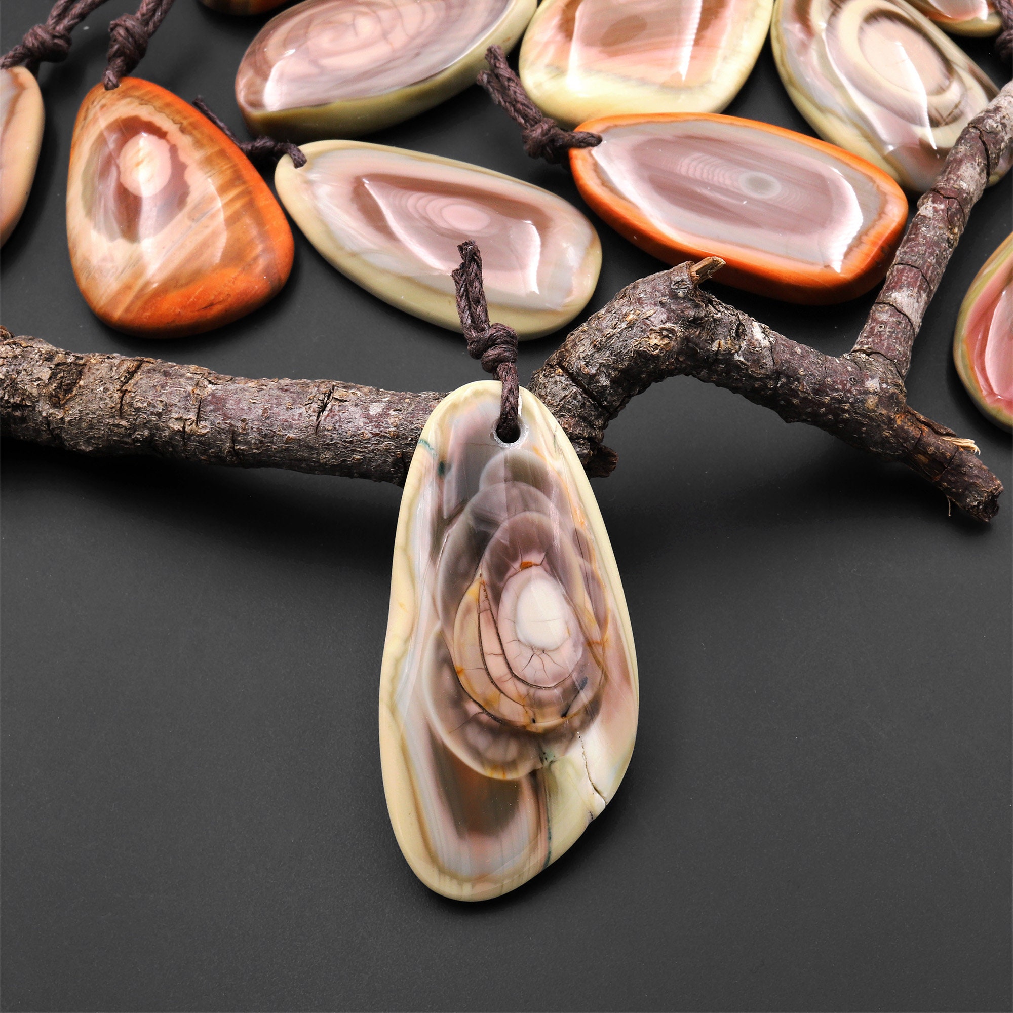 Rare Natural Mexican Imperial Jasper Freeform Pendant Mauve Pink Green ...