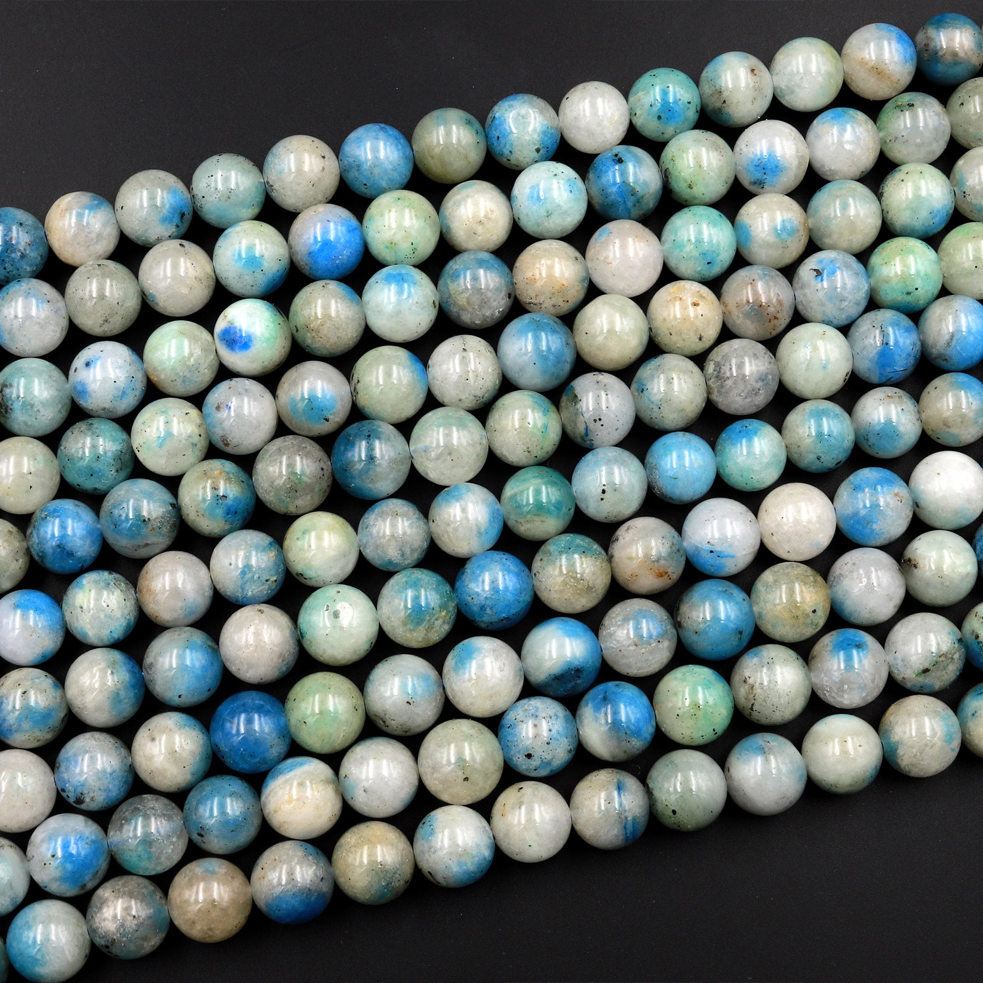 Rare Blue Azurite in Calcite Beads 6mm 8mm 10mm 12mm Round | Etsy