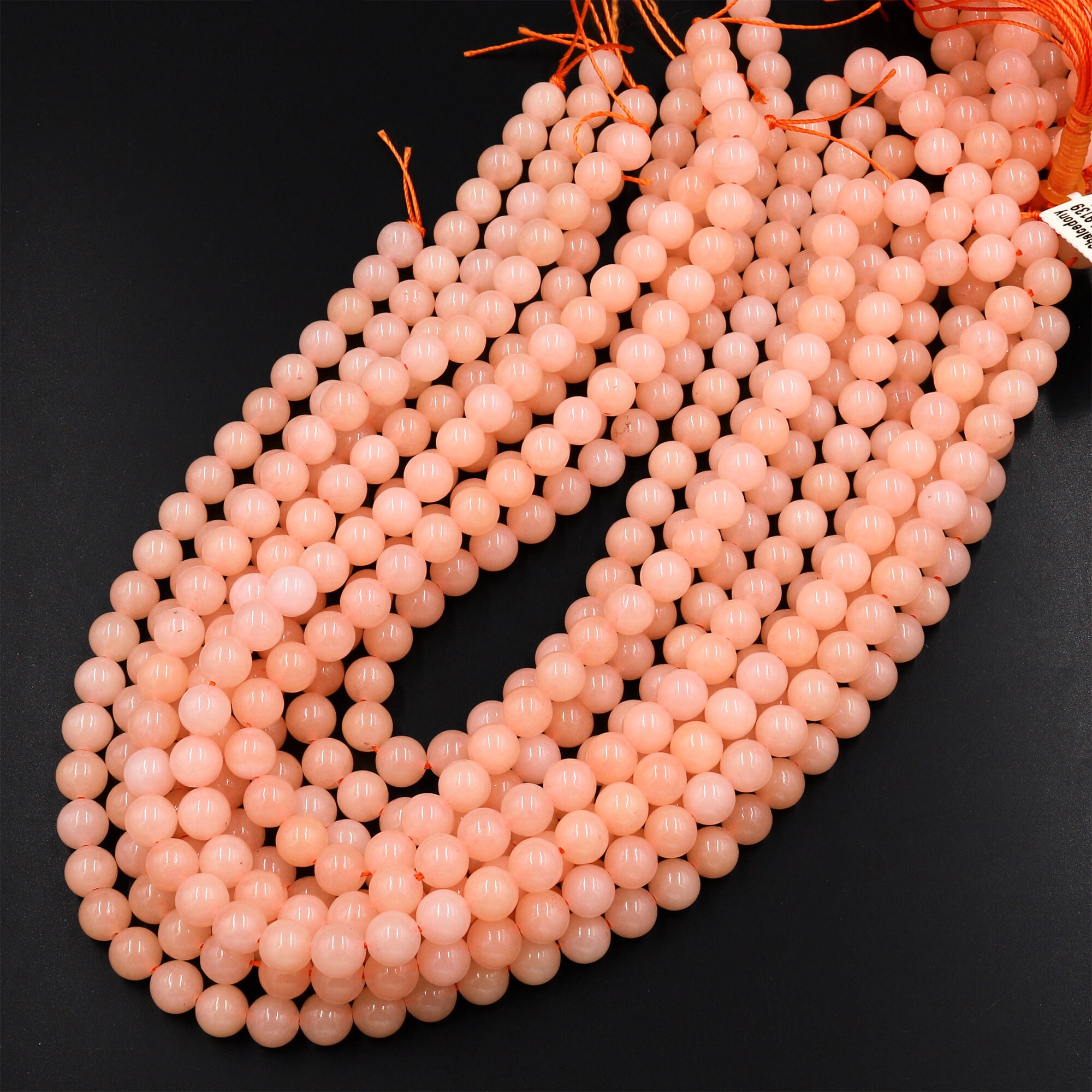 Natural Peach Chalcedony Smooth Round Beads 6mm 8mm 10mm Gemstone 15.5 ...