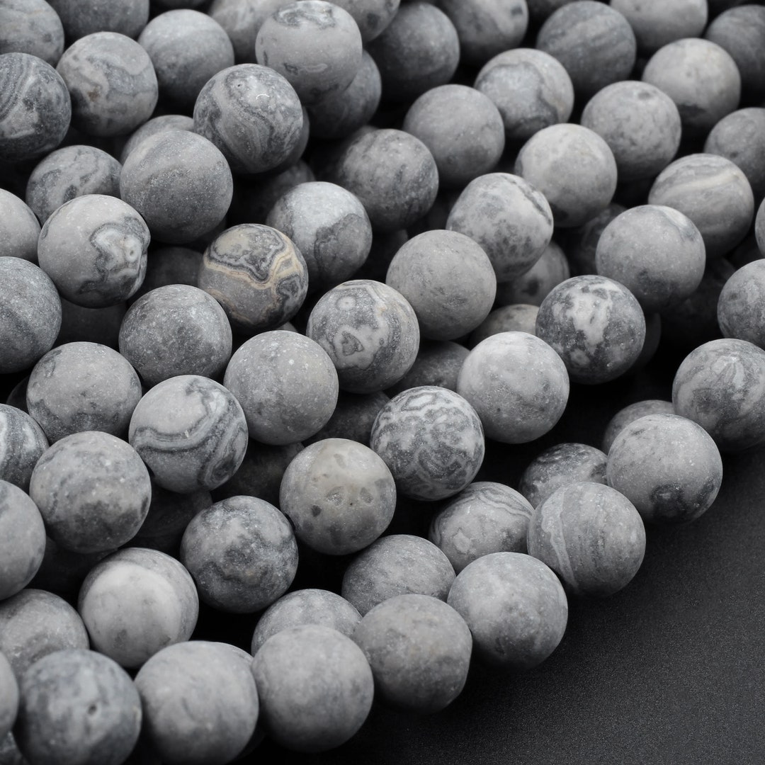 Matte Gray Map Stone Jasper Aka Gray Crazy Lace Jasper 4mm 6mm 8mm 10mm ...
