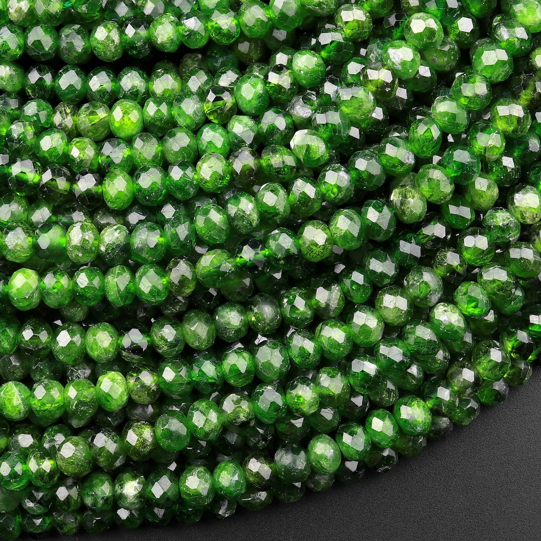 Natural Green Chrome Diopside Beads Faceted 5mm Rondelle Gemstone 15.5 ...