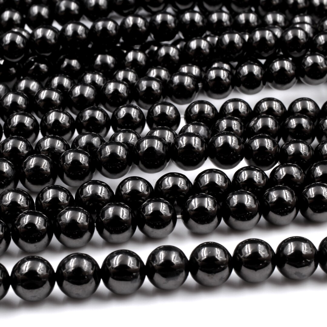 Genuine Real Natural Jet 4mm 6mm 8mm 10mm 12mm Round Beads AAA Quality ...