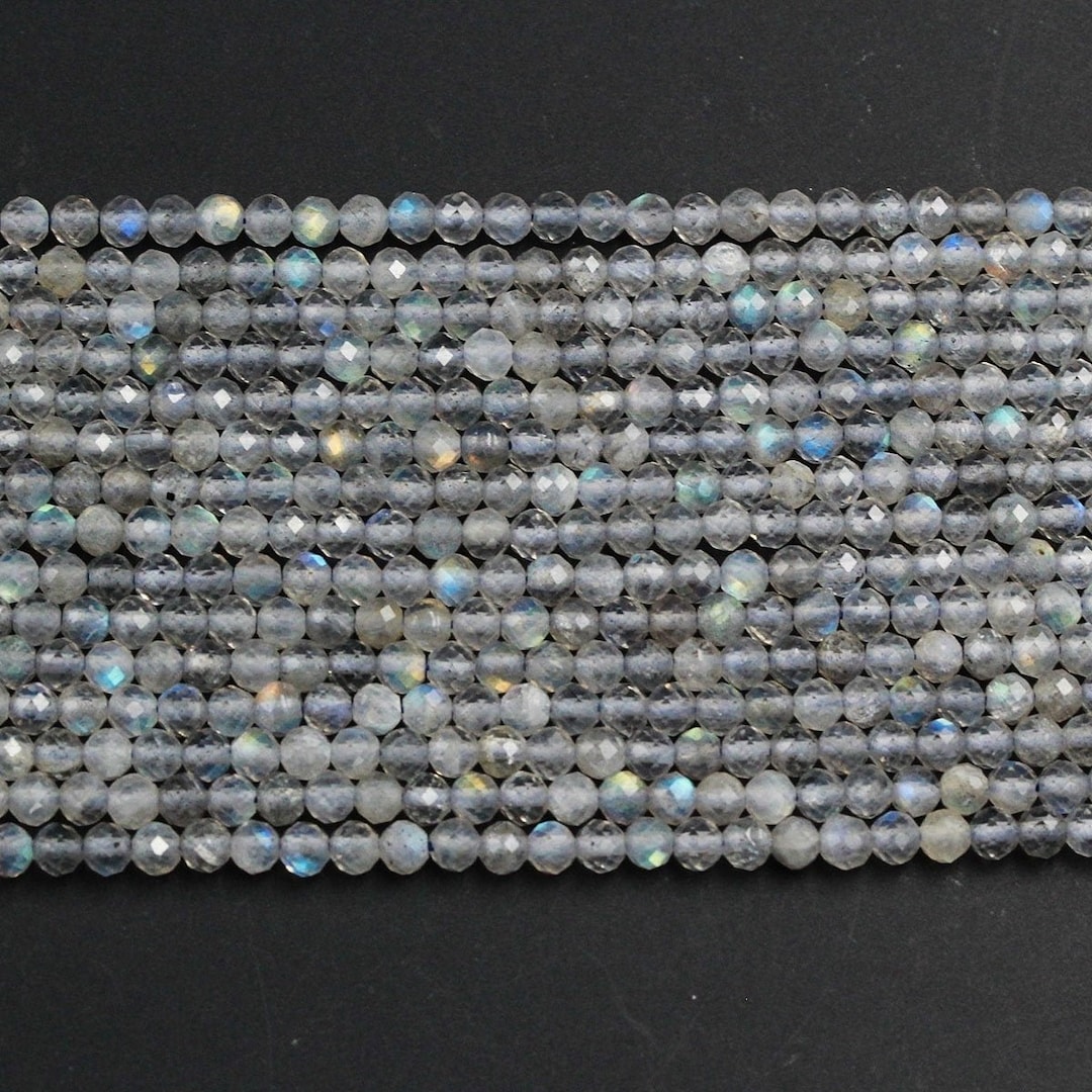 A Grade Micro Faceted Natural Labradorite 2mm Round Beads 3mm Round ...