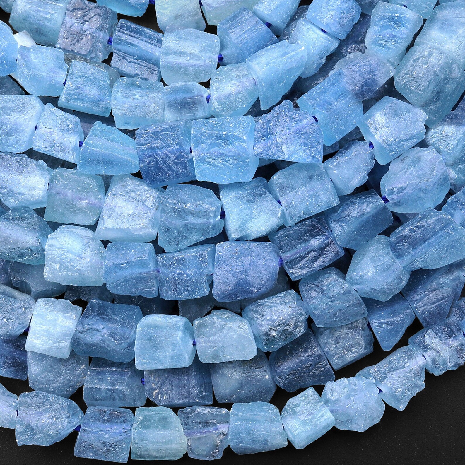 AAA Raw Natural Santa Maria Blue Aquamarine Freeform Cube Dice Nugget ...
