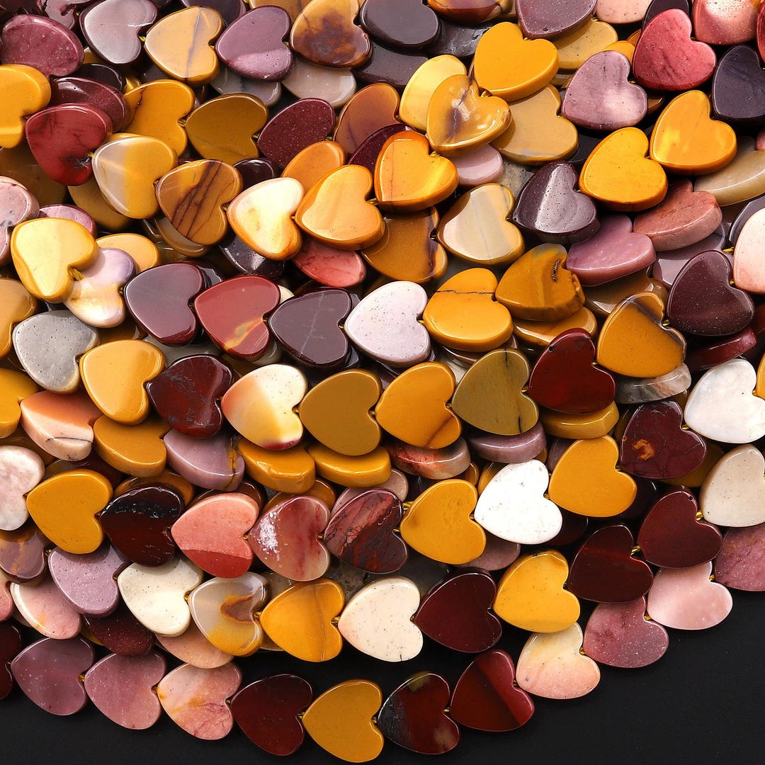 Natural Australian Mookaite Jasper Heart 8mm Beads Center Drilled ...
