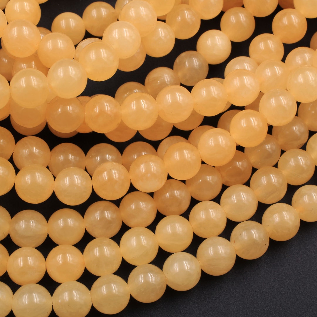 Natural Golden Honey Yellow Calcite Round Beads 4mm 6mm 8mm 10mm 15.5 ...
