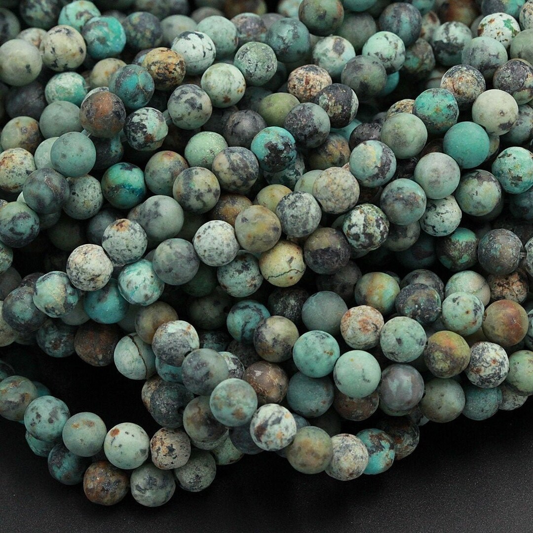 Matte Natural African Turquoise 4mm 6mm 8mm 10mm 12mm Round Beads 15.5 ...