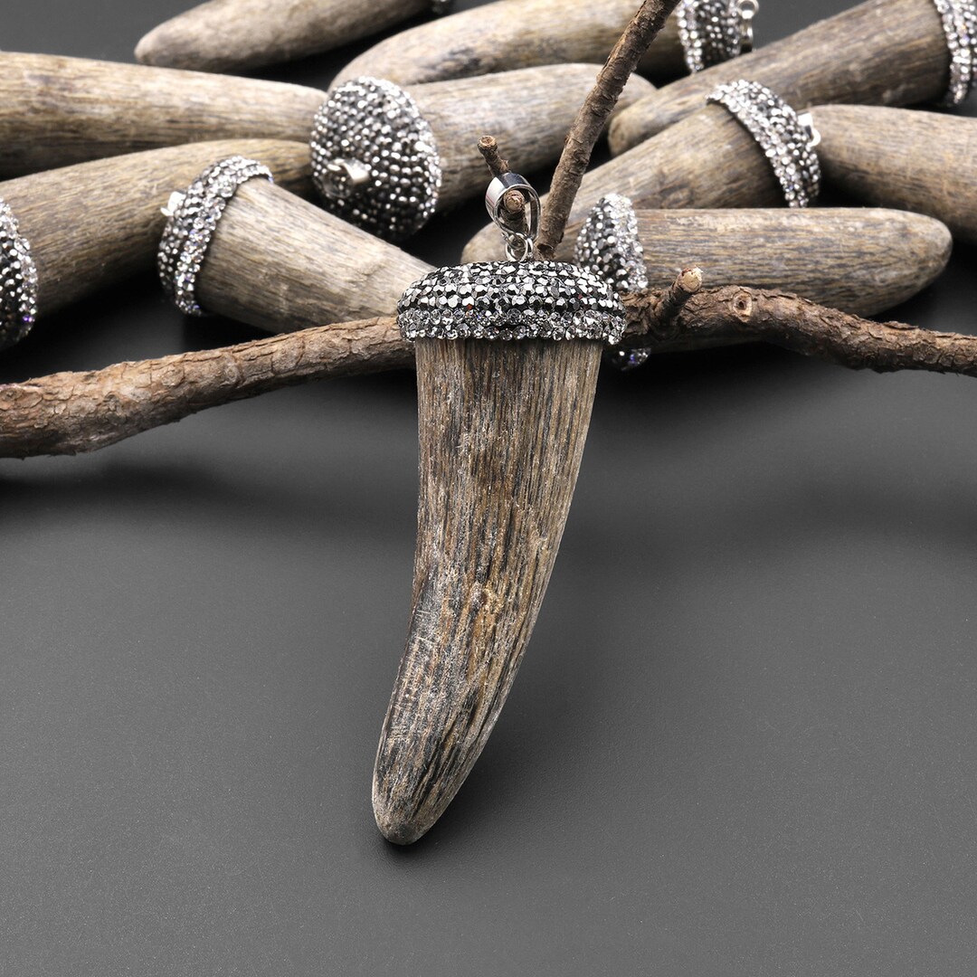 Wild and Exotic Real Buffalo Horn Pendant Sparkling Rhinestone - Etsy