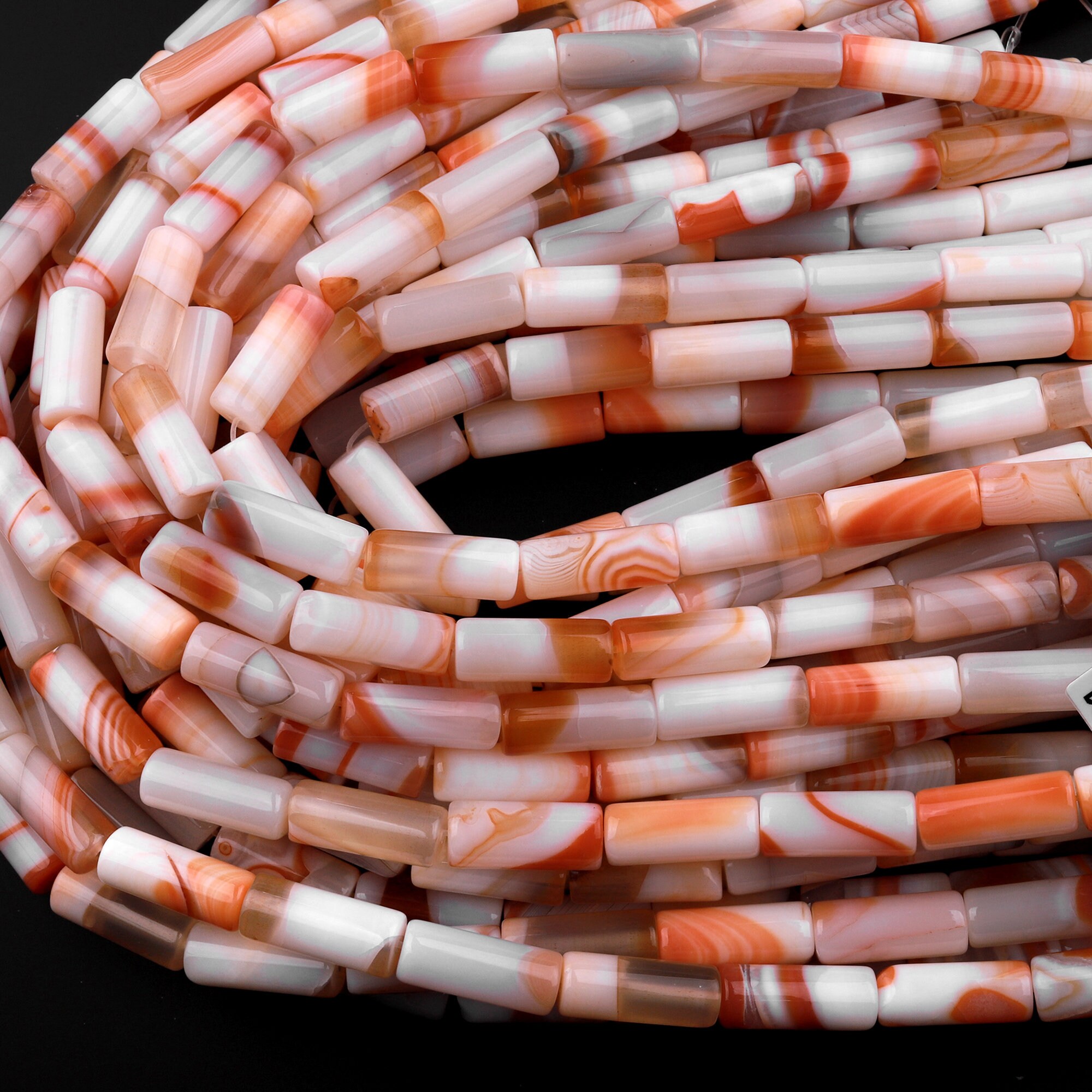 Natural Red Agate Tube Cylinder Beads 15.5" Strand - Etsy