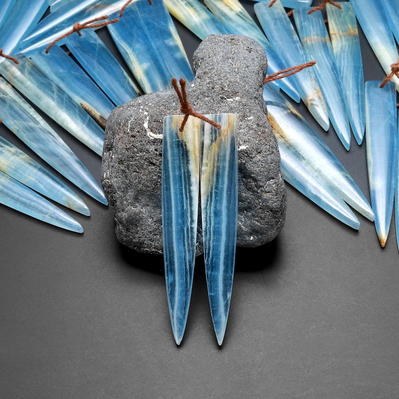 Rare Natural Argentina Lemurian Aquatine Blue Calcite Earring Pairs ...