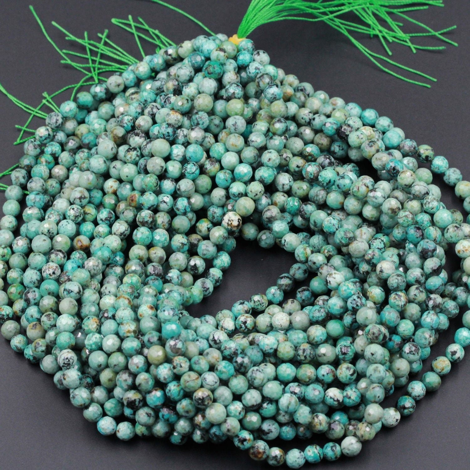 Faceted African Turquoise 6mm 8mm 10mm Round Beads High - Etsy