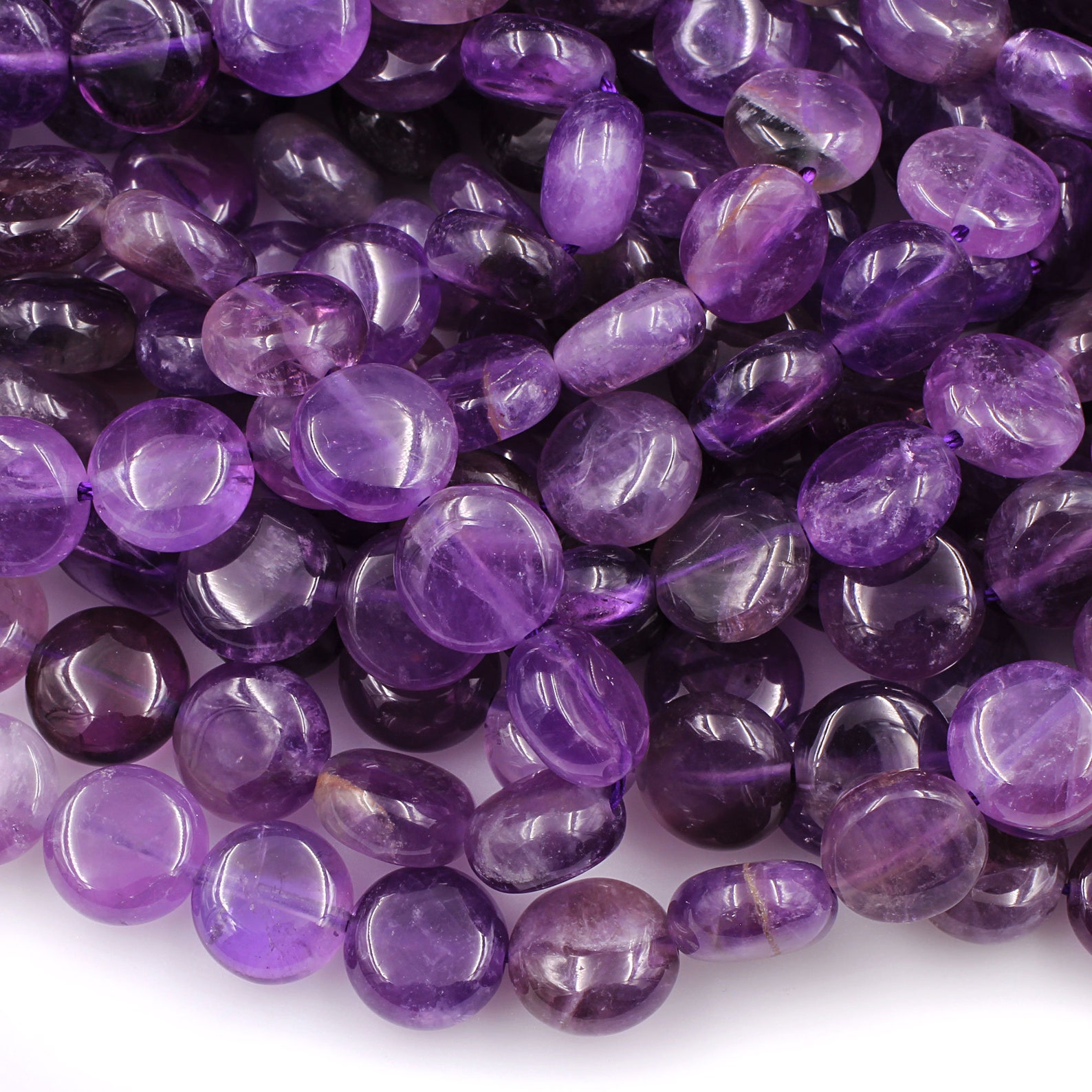 Natural Purple Amethyst Smooth Coin Beads 10mm 12mm 15.5 - Etsy