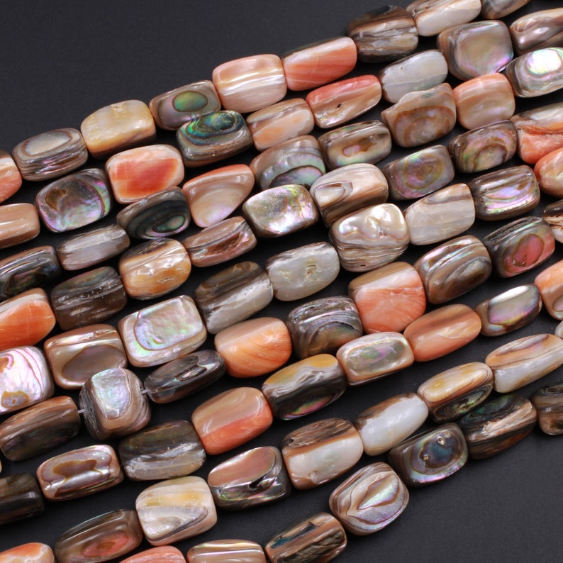 Rare Natural Orange Abalone Shell Beads Rectangle Tube Nugget | Etsy
